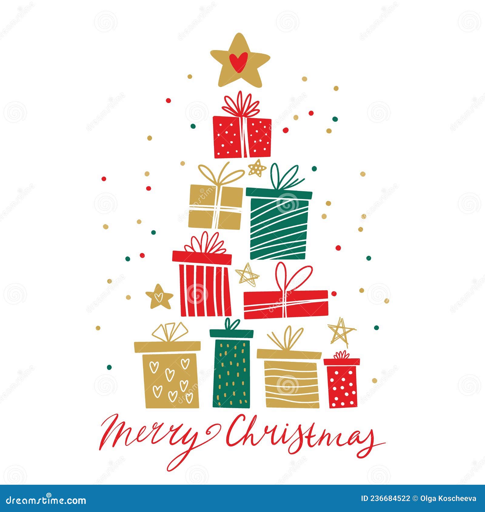 Vector Illustration of a Christmas Tree with Gifts Stock Vector ...