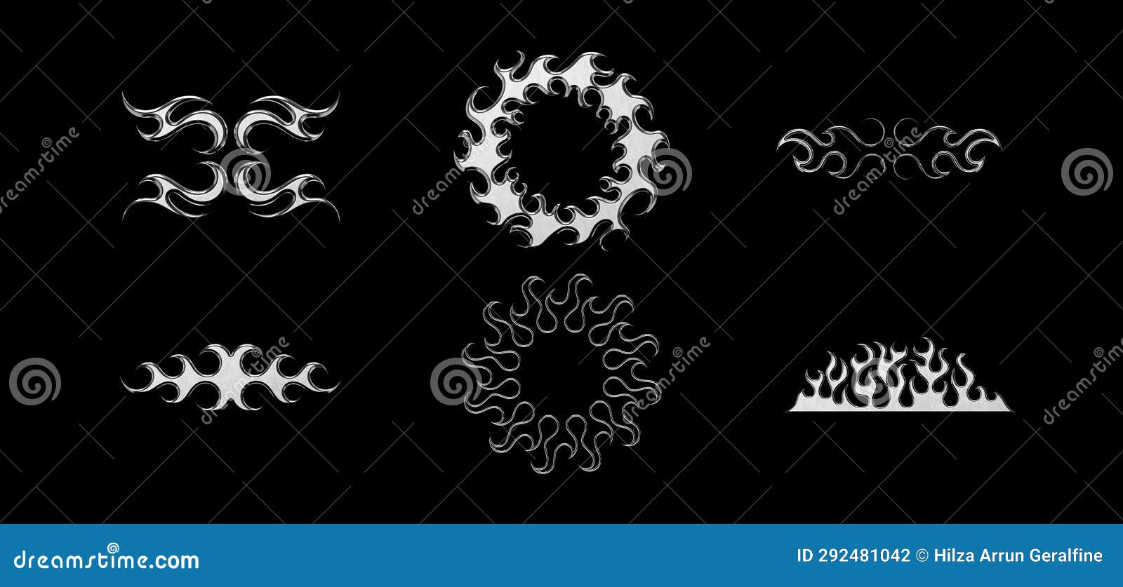 Vector Illustration - Chrome Fire Design. Trendy Chrome Glossy Metal ...