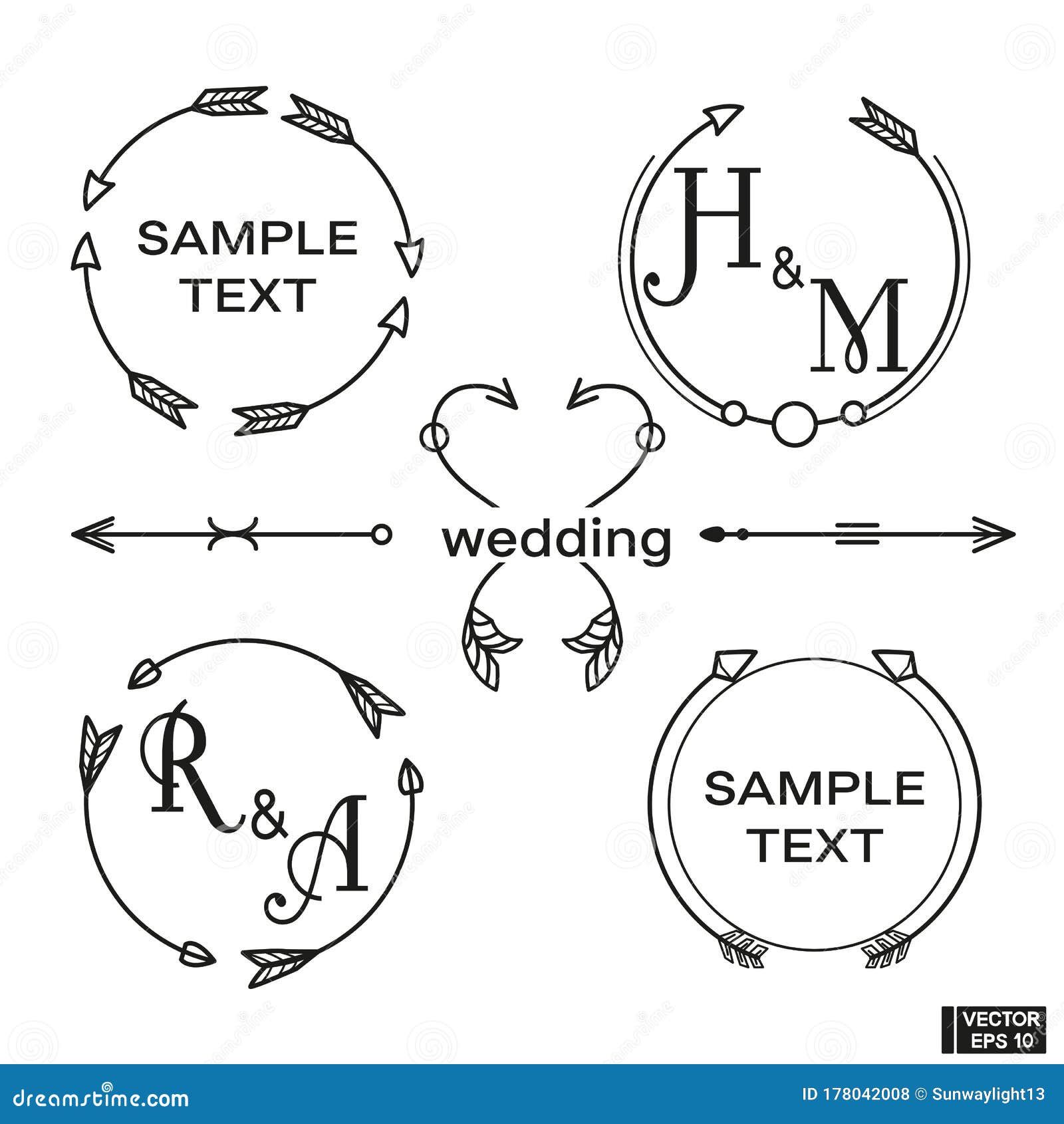 Set of Frames for Circle and Arrow Monograms Stock Vector ...