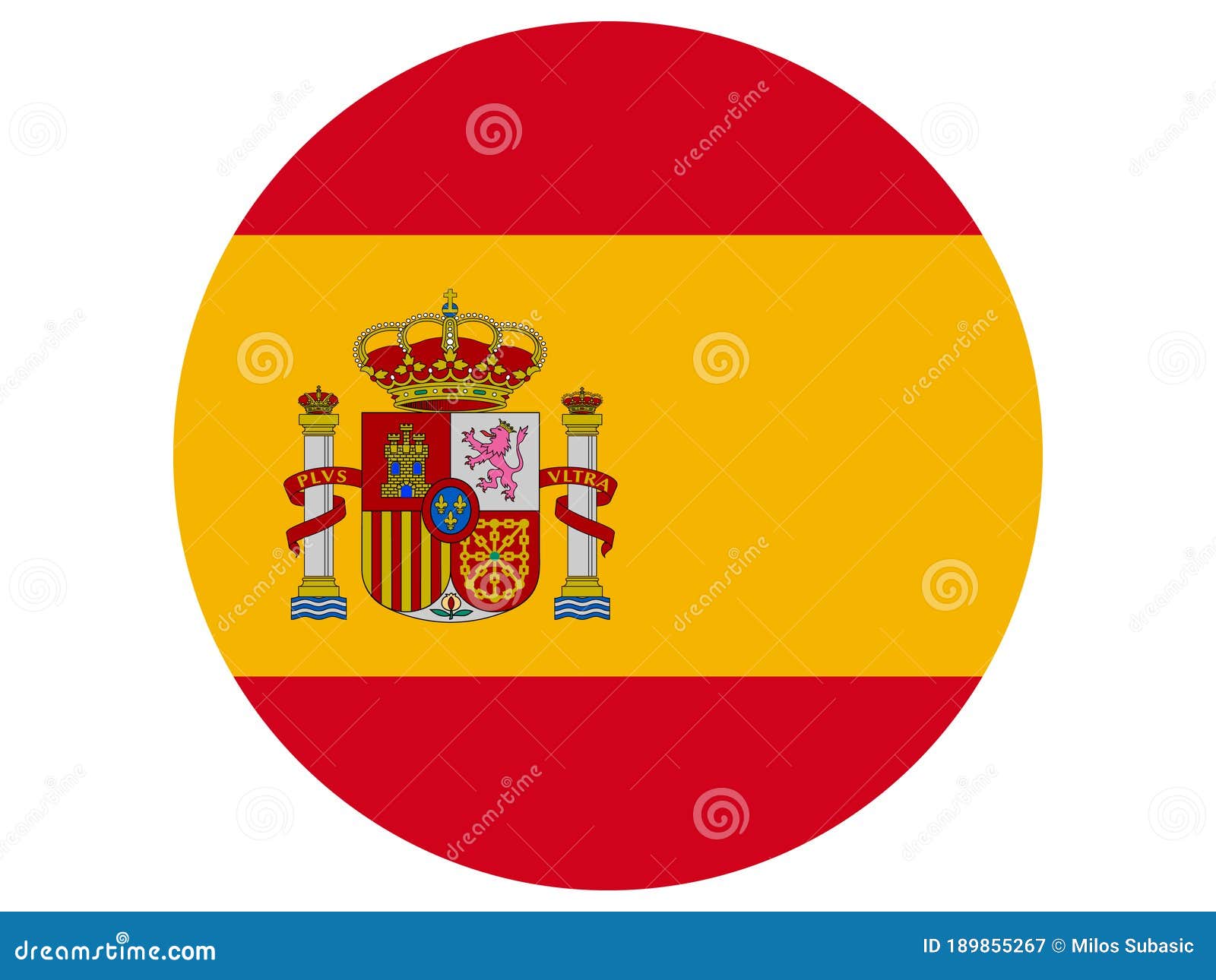 Circle Flag of Spain on White Background Stock Vector - Illustration of ...