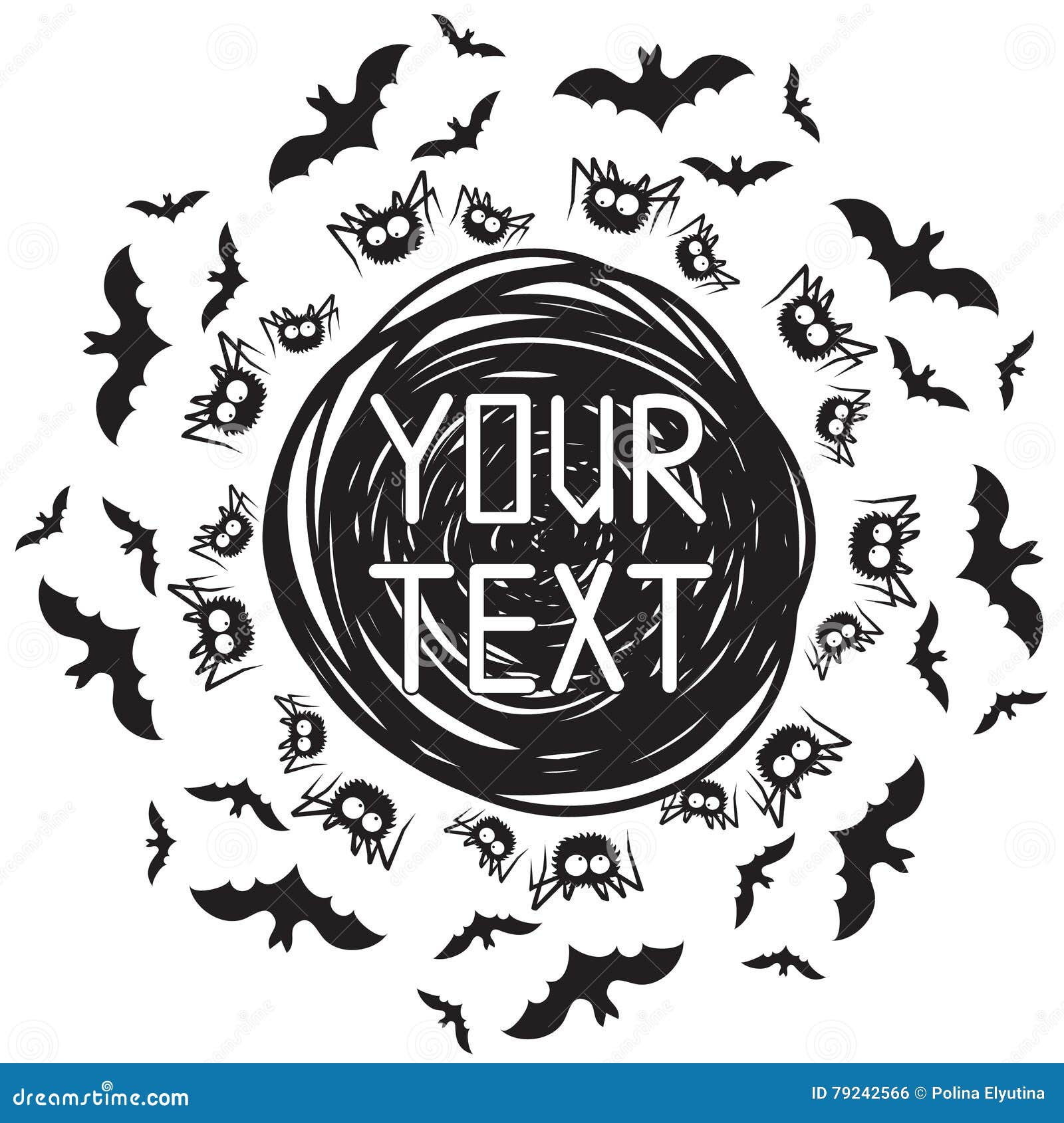 Vector Illustration of a Circle Halloween Frame Stock Vector ...