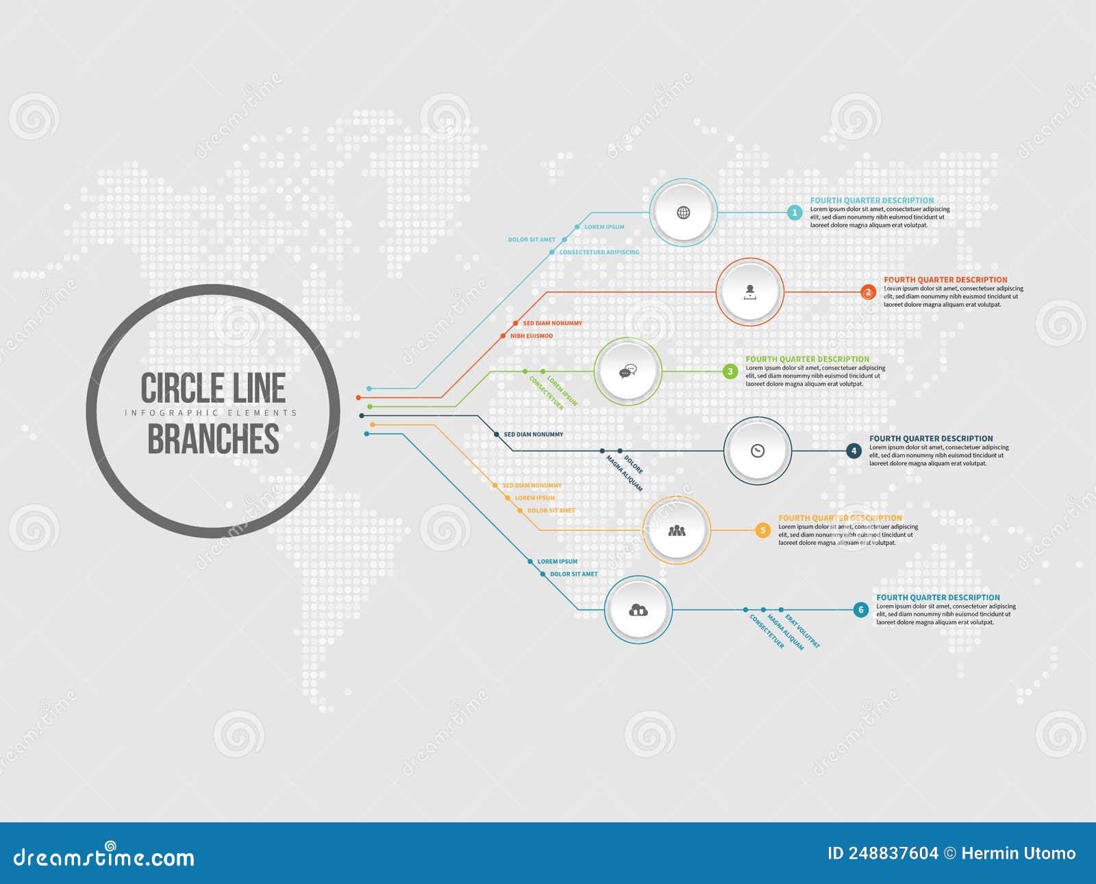 Circle Line Branches Infographic Stock Vector - Illustration of element ...