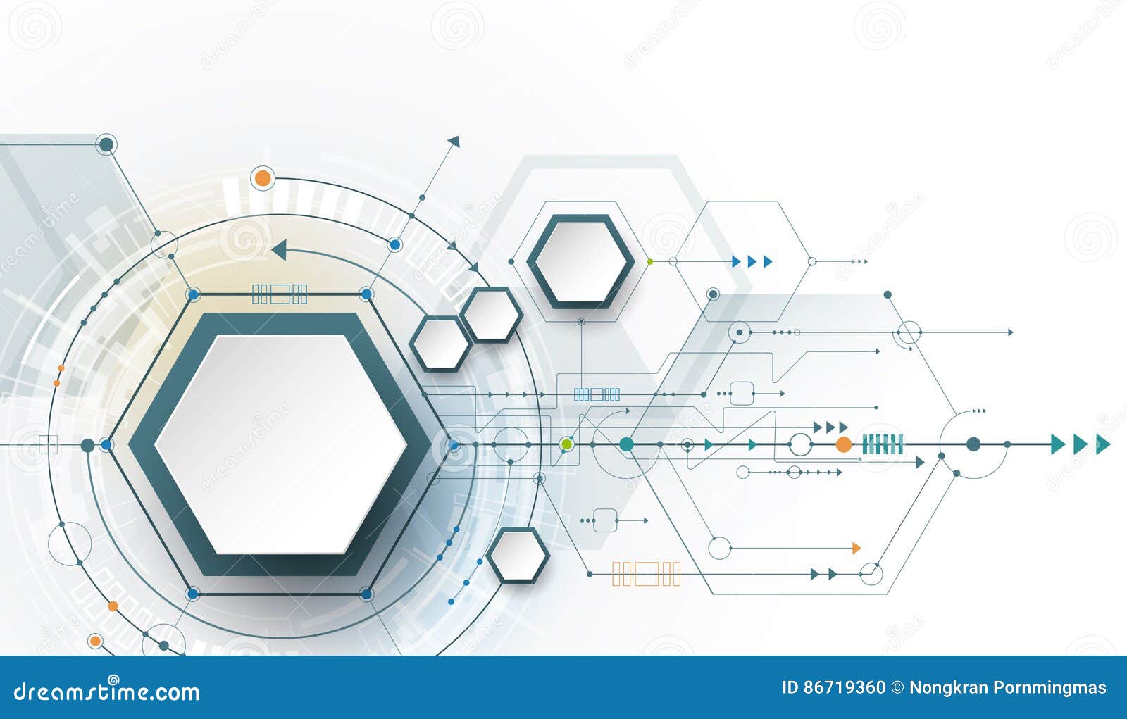 Vector Illustration Circuit Board and 3d Paper Hexagons Stock Vector ...