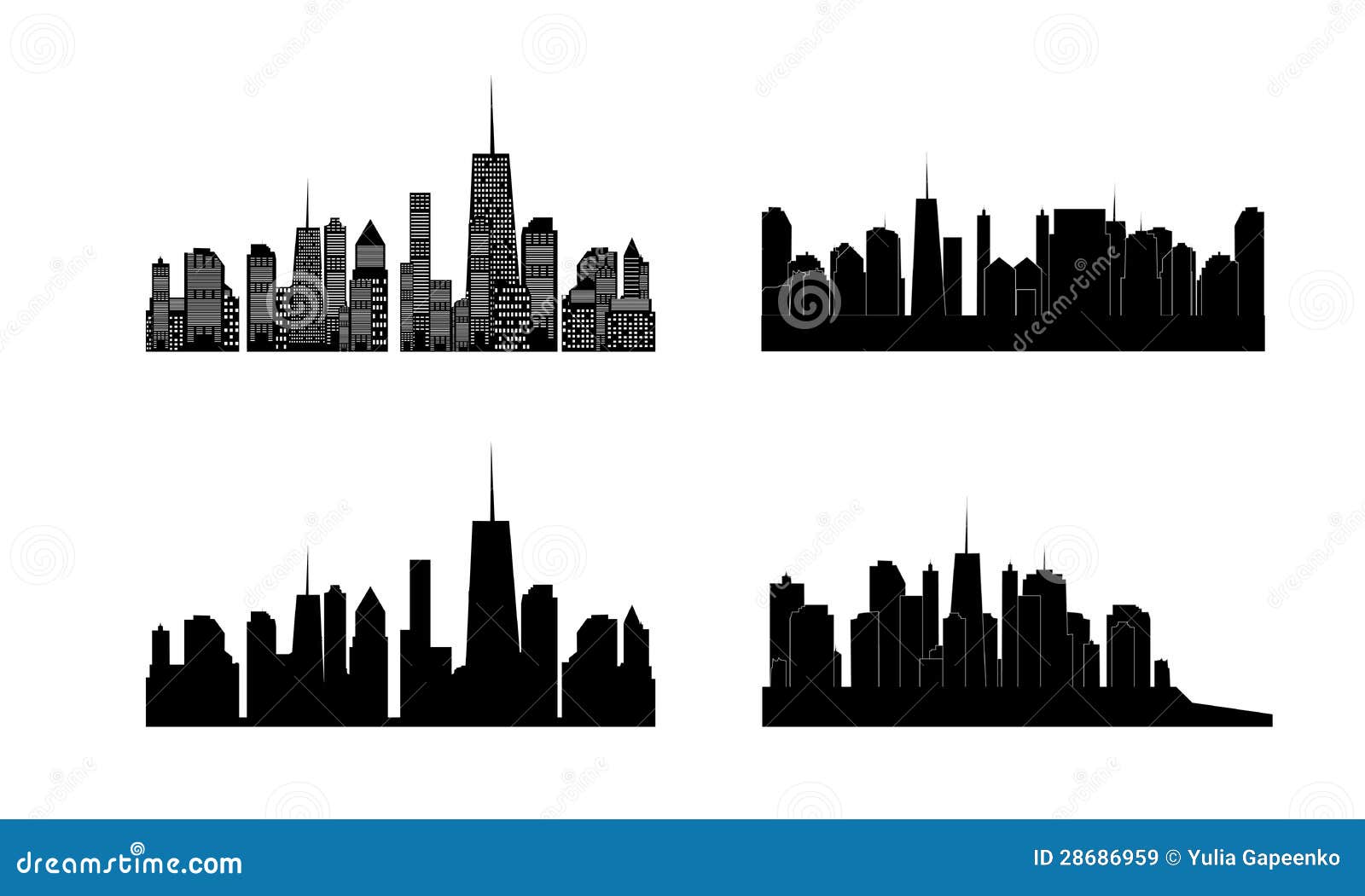 Vector Illustration of Cities Silhouette. Set Stock Vector ...