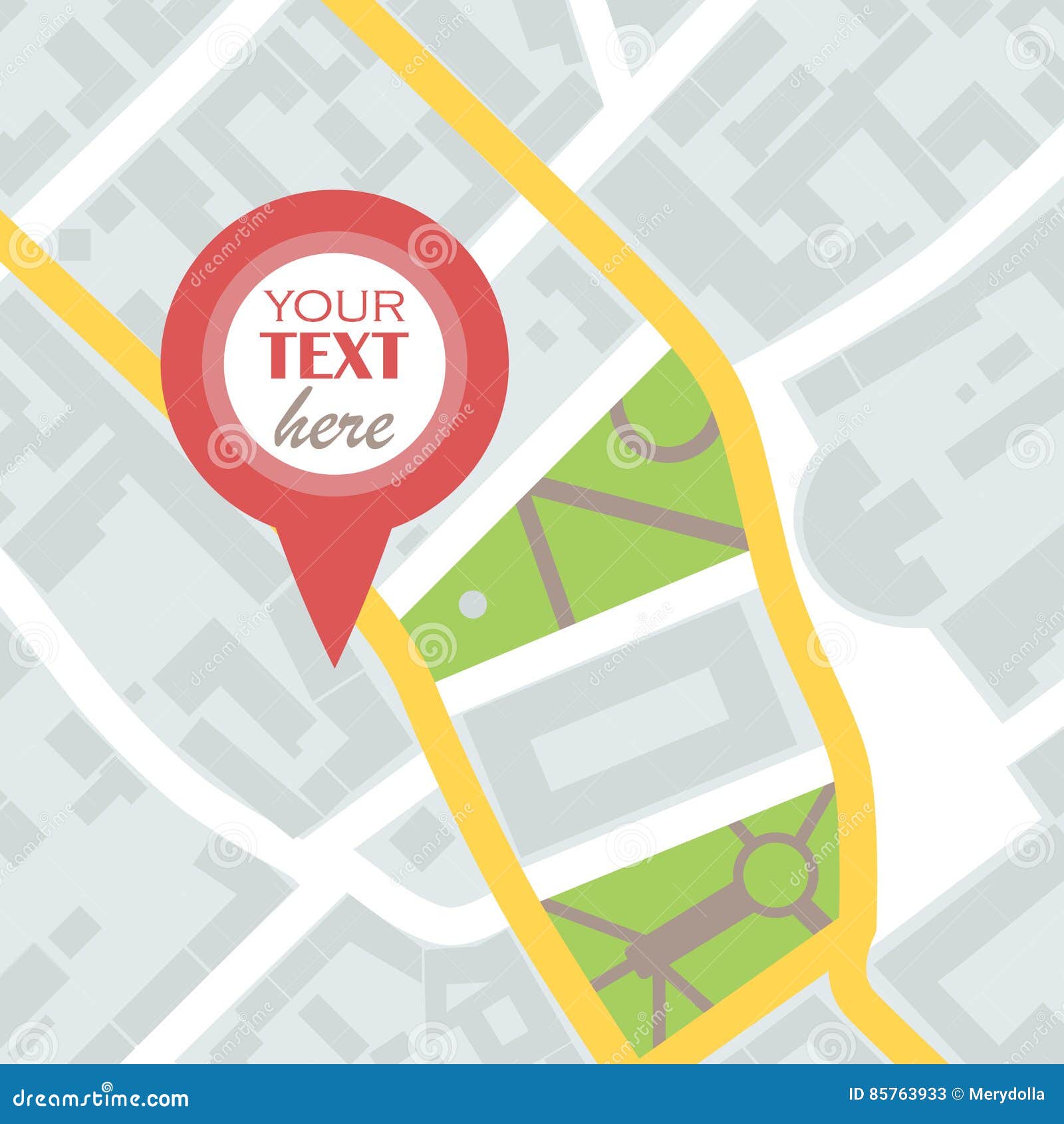 Vector Illustration of a City Map with Locations Stock Vector ...