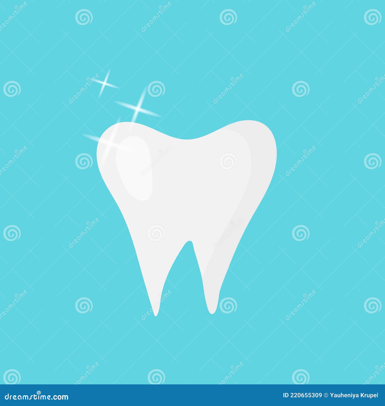 Vector Illustration of a Clean Shining Tooth on a Blue Background ...