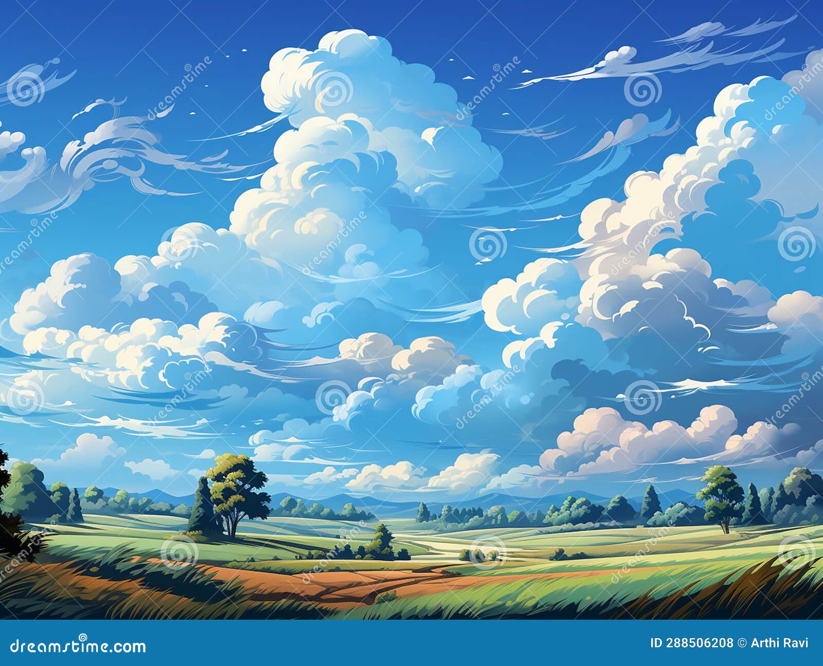 Vector Illustration of Clear Sky Stock Illustration - Illustration of ...