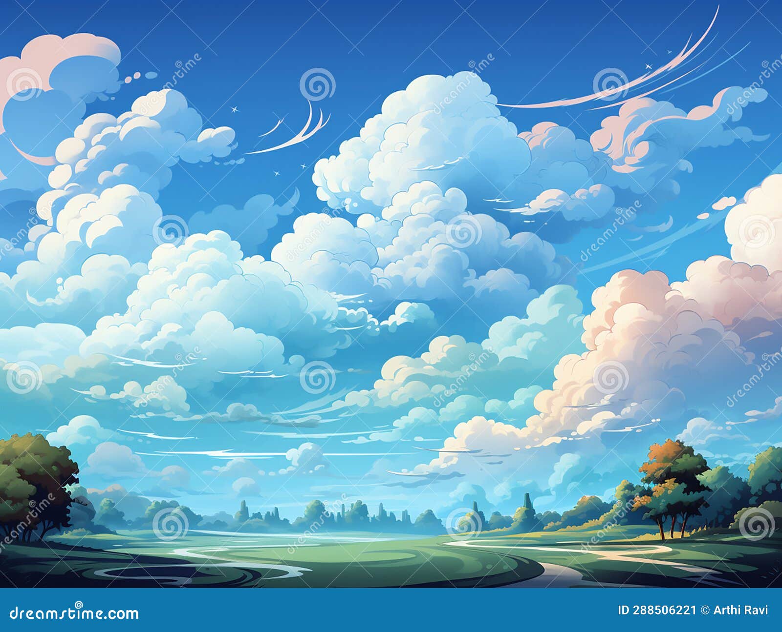 Vector Illustration of Clear Sky Stock Illustration - Illustration of ...