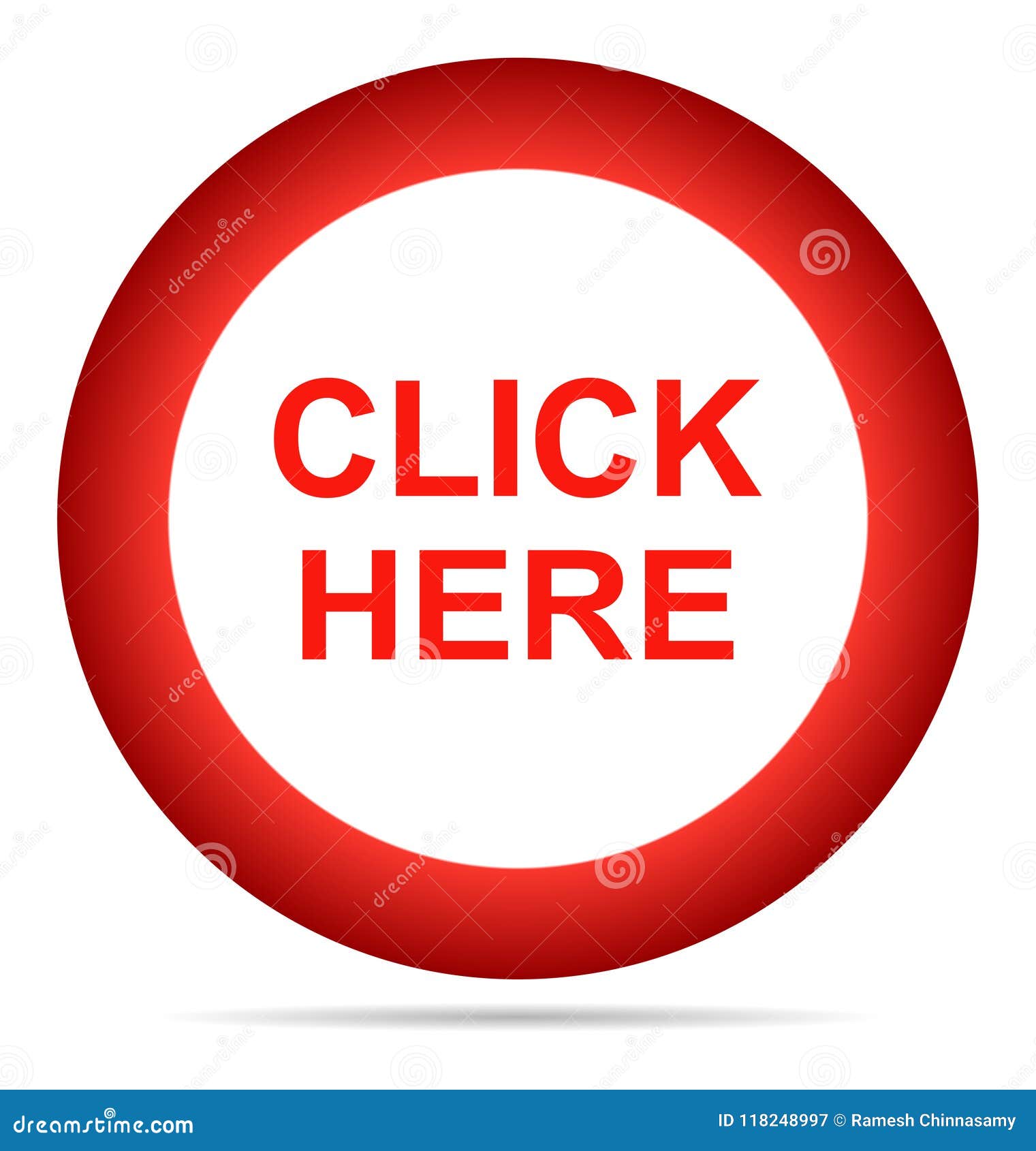 Vector Illustration Click Here Red Icon Round Web Button Stock Vector ...