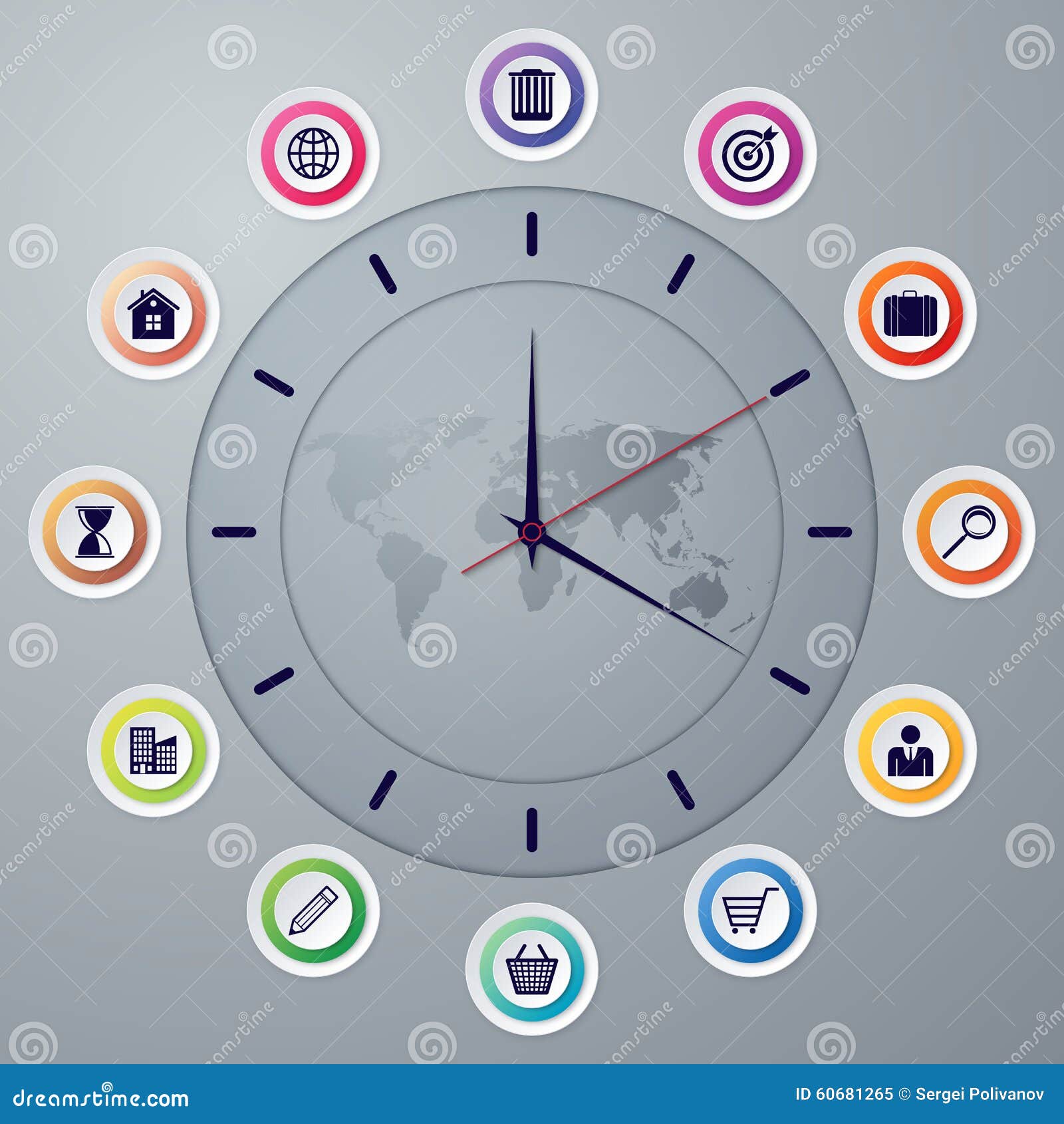 Vector Illustration Of A Clock With Hands Infographics | CartoonDealer ...