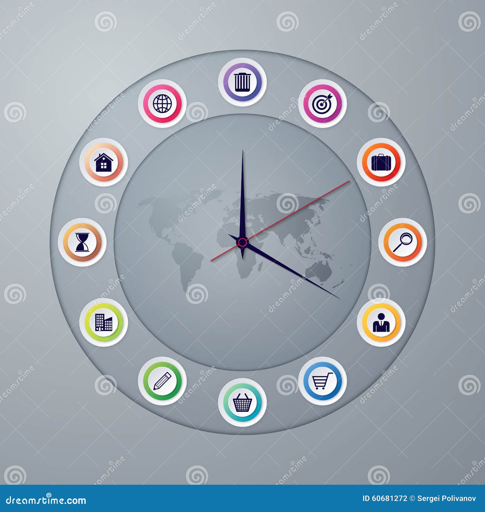 Vector Illustration Of A Clock With Hands Infographics | CartoonDealer ...