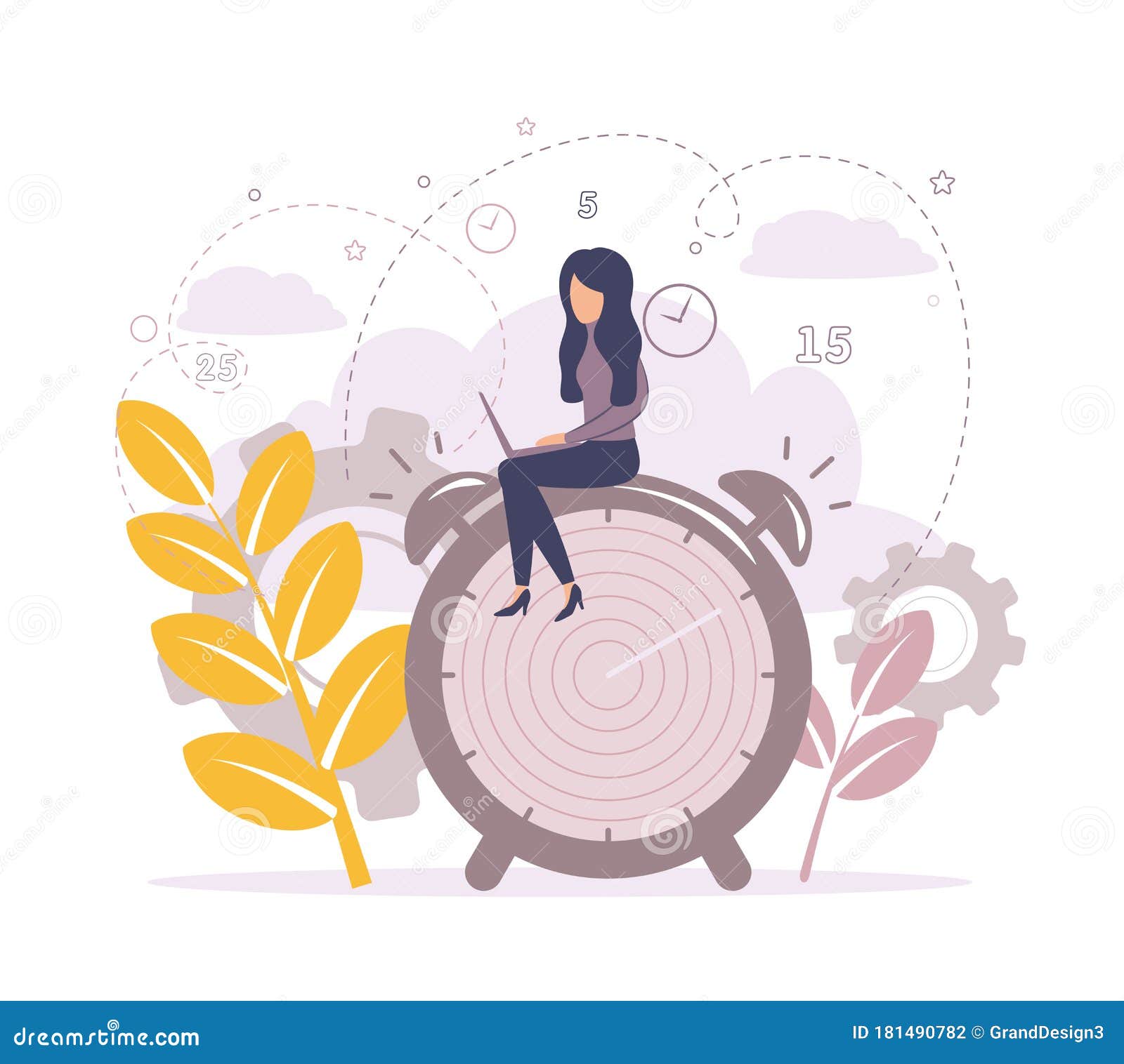 Vector Illustration. Clock and People Stock Vector - Illustration of ...