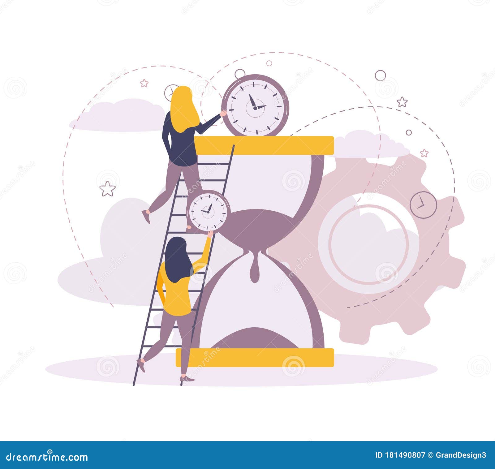Vector Illustration. Clock and People Stock Vector - Illustration of ...