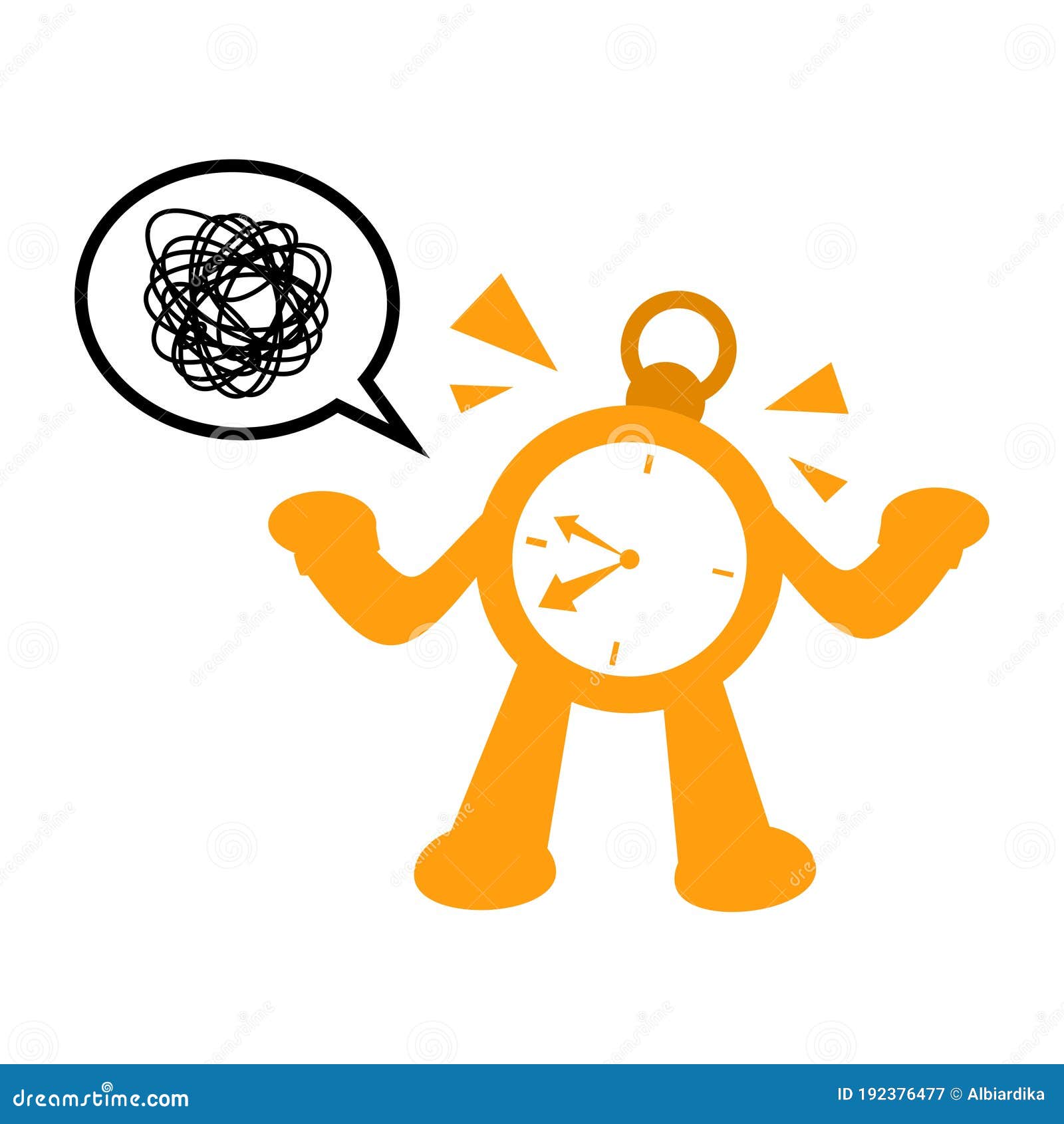 Vector Illustration Clock Time and Abstract Stress Chat Bubble Flat ...