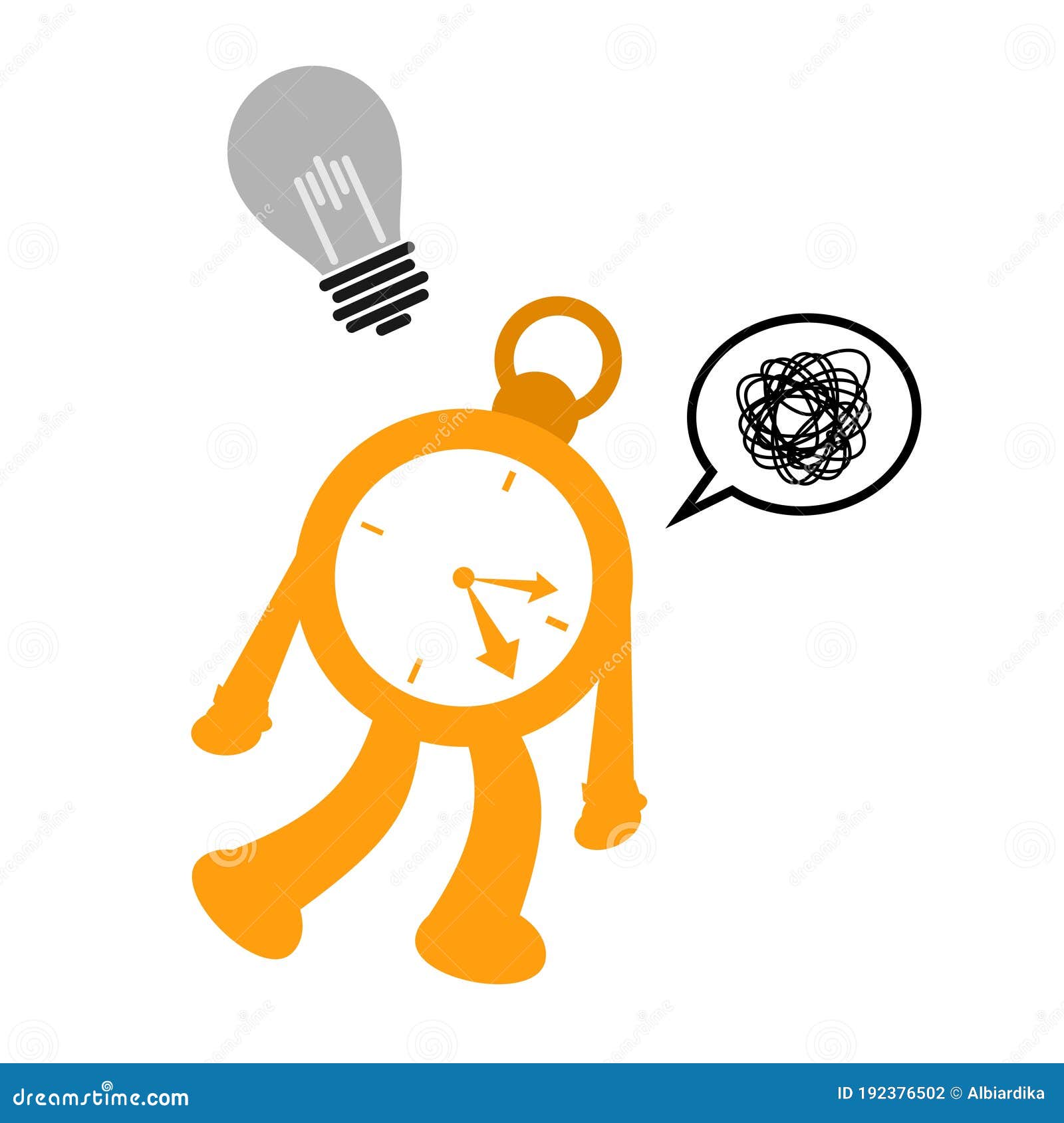 Vector Illustration Clock Time and Abstract Stress Chat Bubble Flat ...