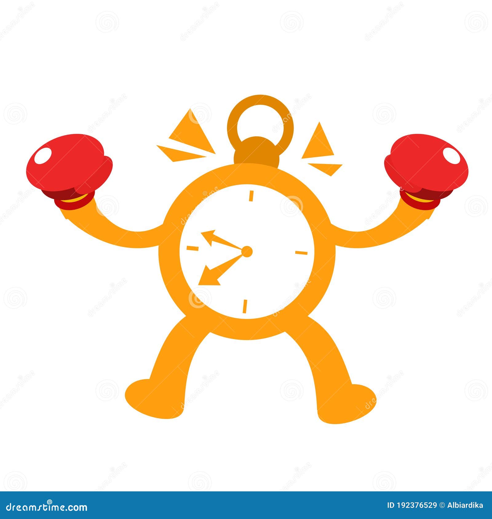 Vector Illustration Clock Time Fighter Power Flat Design Cartoon Style ...