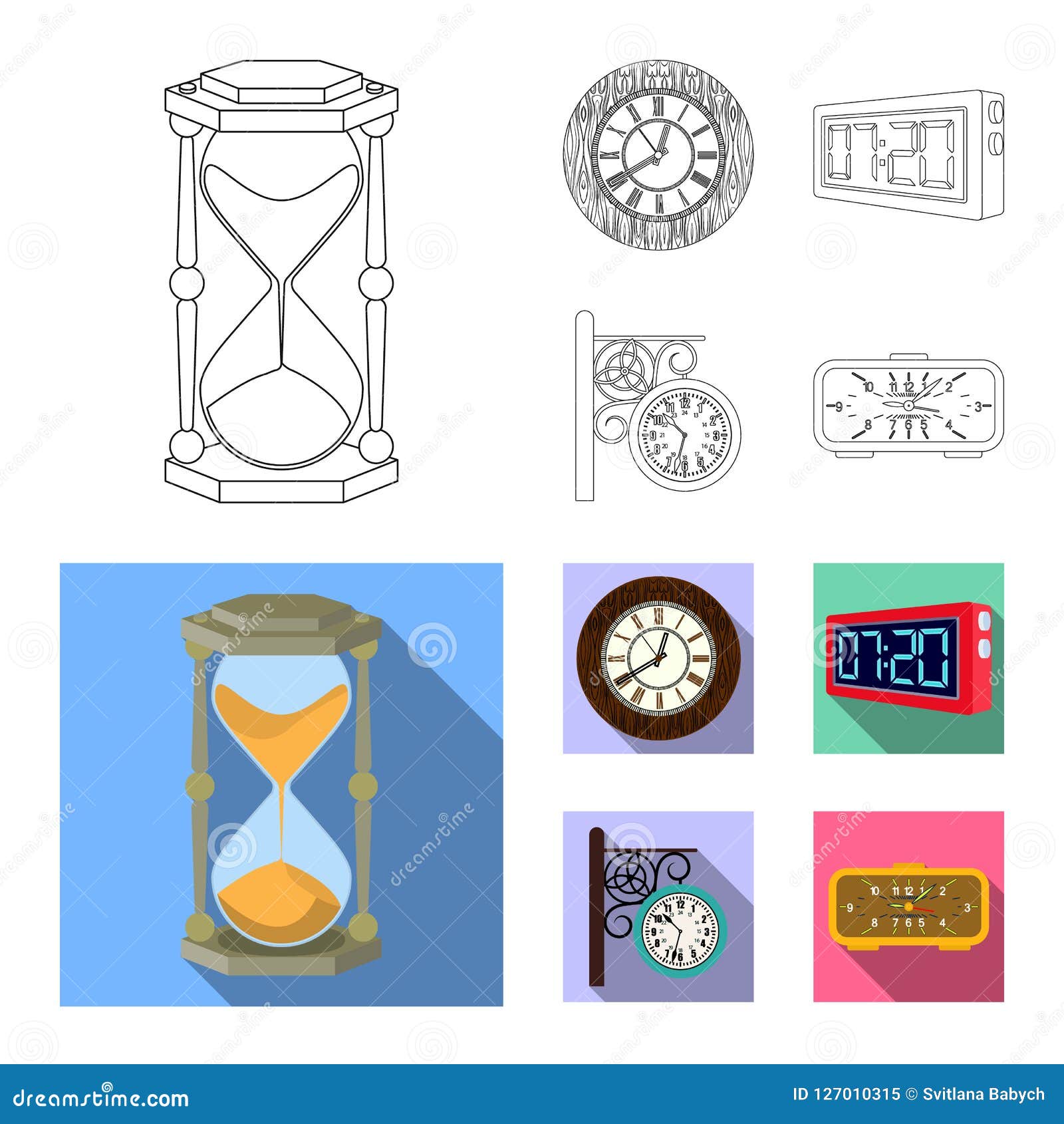 Vector Design of Clock and Time Logo. Set of Clock and Circle Stock ...