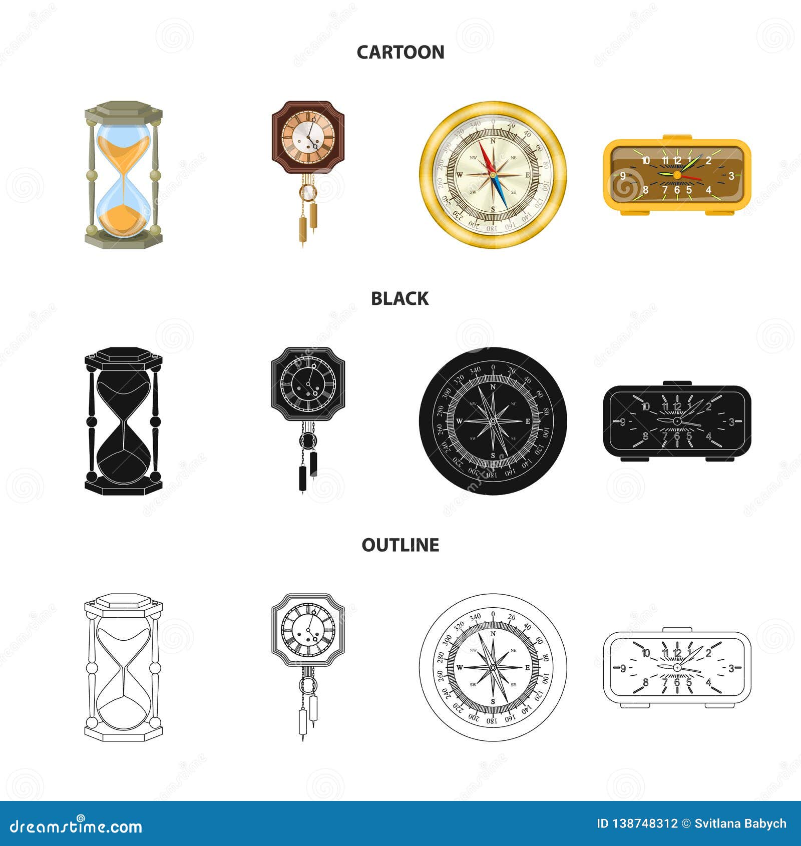 Vector Design of Clock and Time Logo. Set of Clock and Circle Stock ...