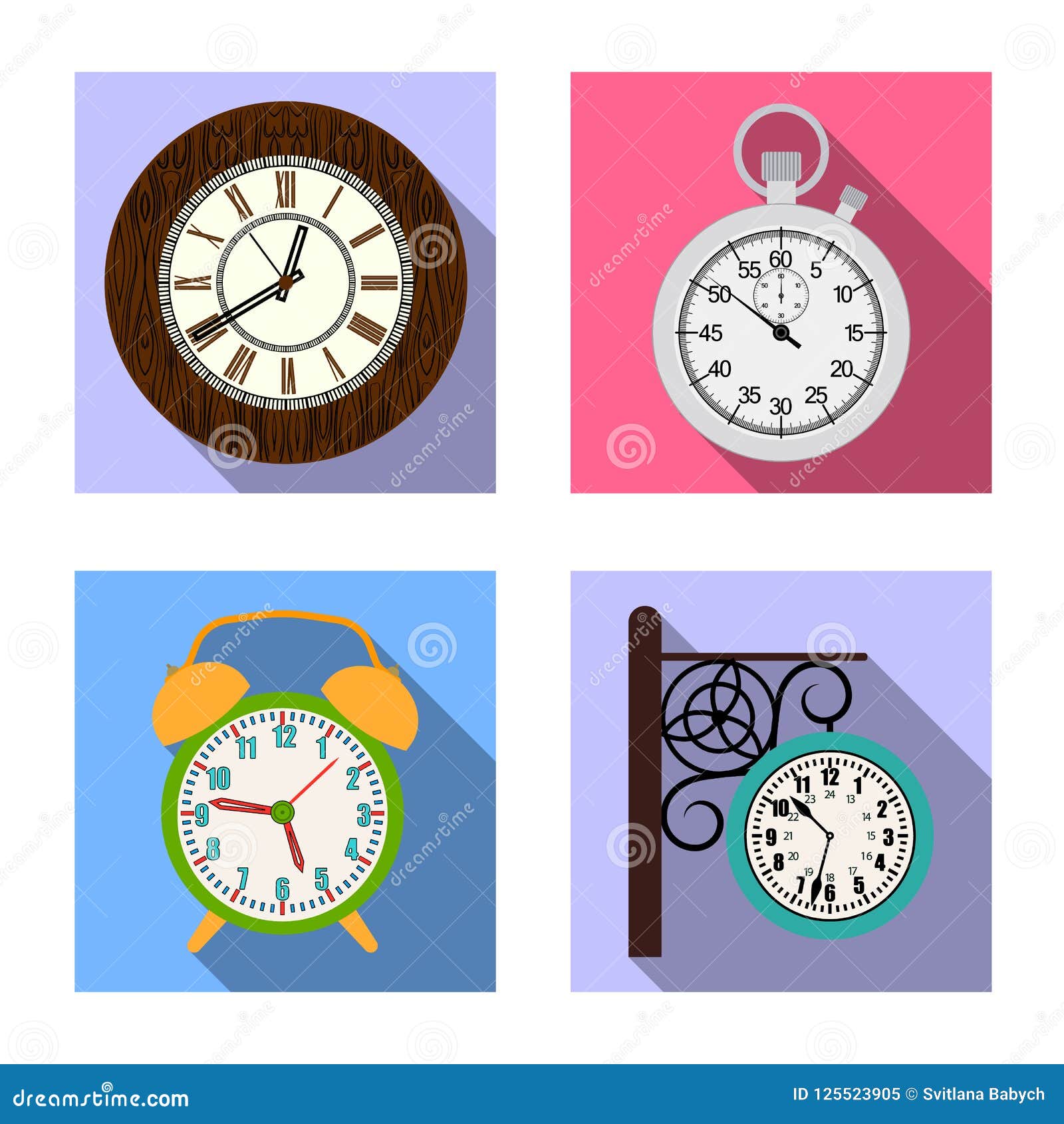 Vector Design of Clock and Time Logo. Collection of Clock and Circle ...