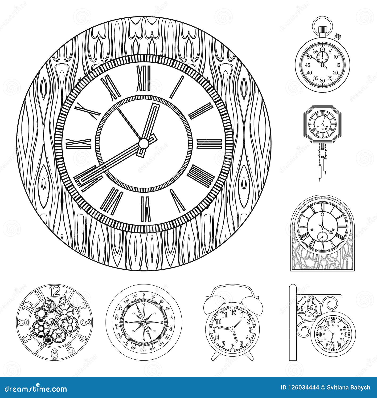 Vector Design of Clock and Time Logo. Collection of Clock and Circle ...