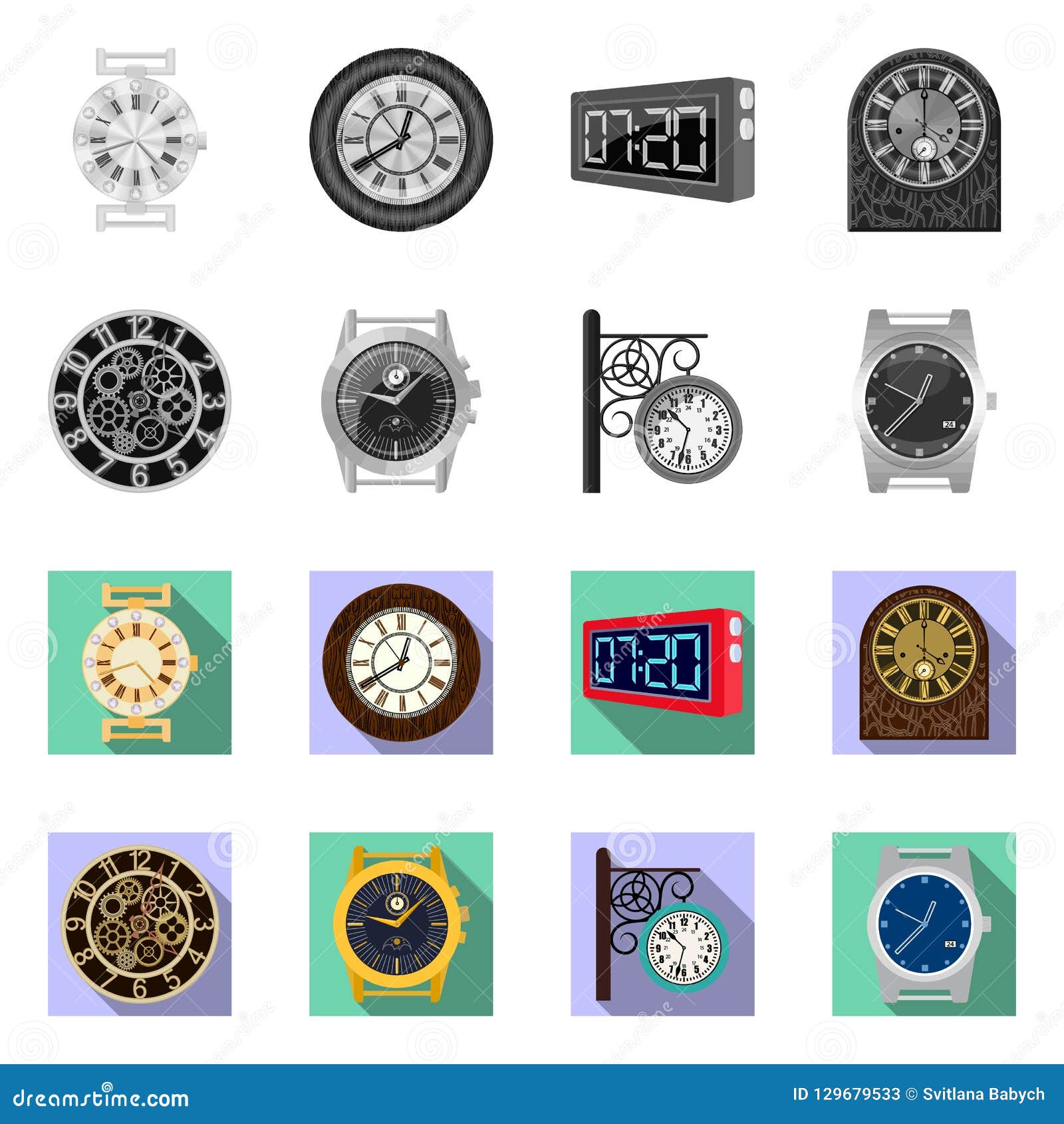 Vector Design of Clock and Time Logo. Collection of Clock and Circle ...