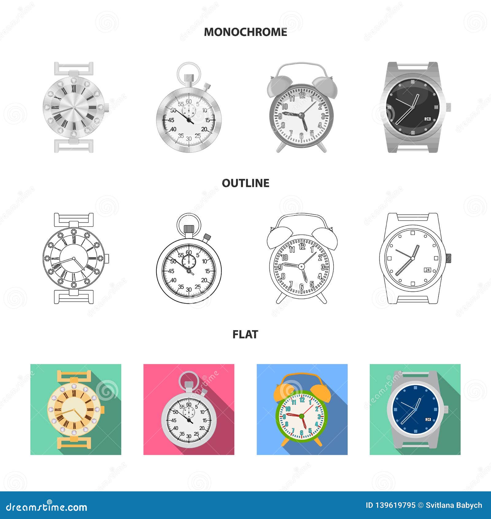 Vector Design of Clock and Time Logo. Collection of Clock and Circle ...