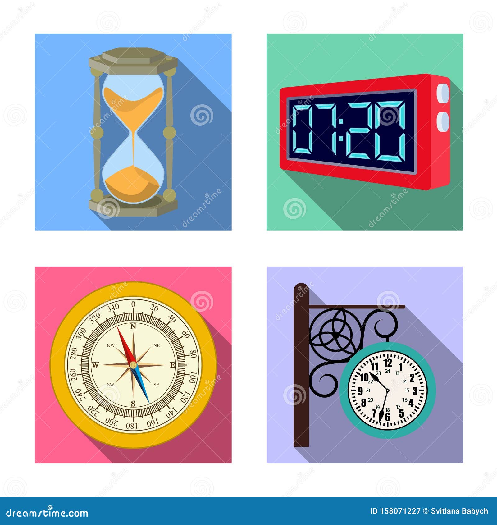 Vector Design of Clock and Time Logo. Collection of Clock and Circle ...