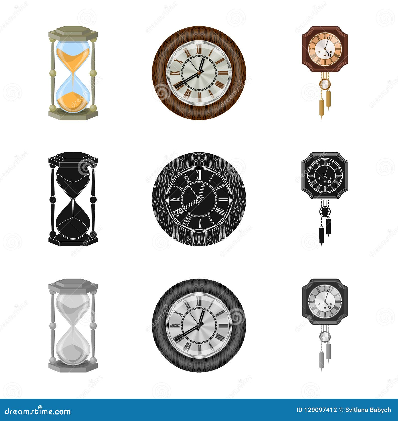 Vector Design of Clock and Time Logo. Collection of Clock and Circle ...