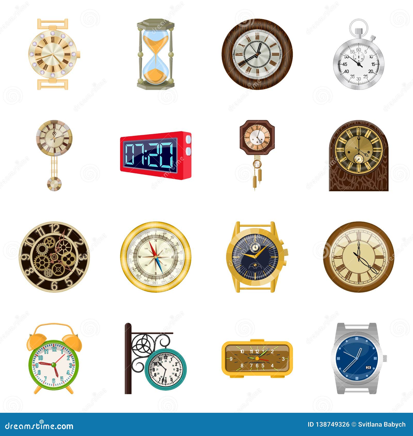 Vector Design of Clock and Time Sign. Set of Clock and Circle Stock ...