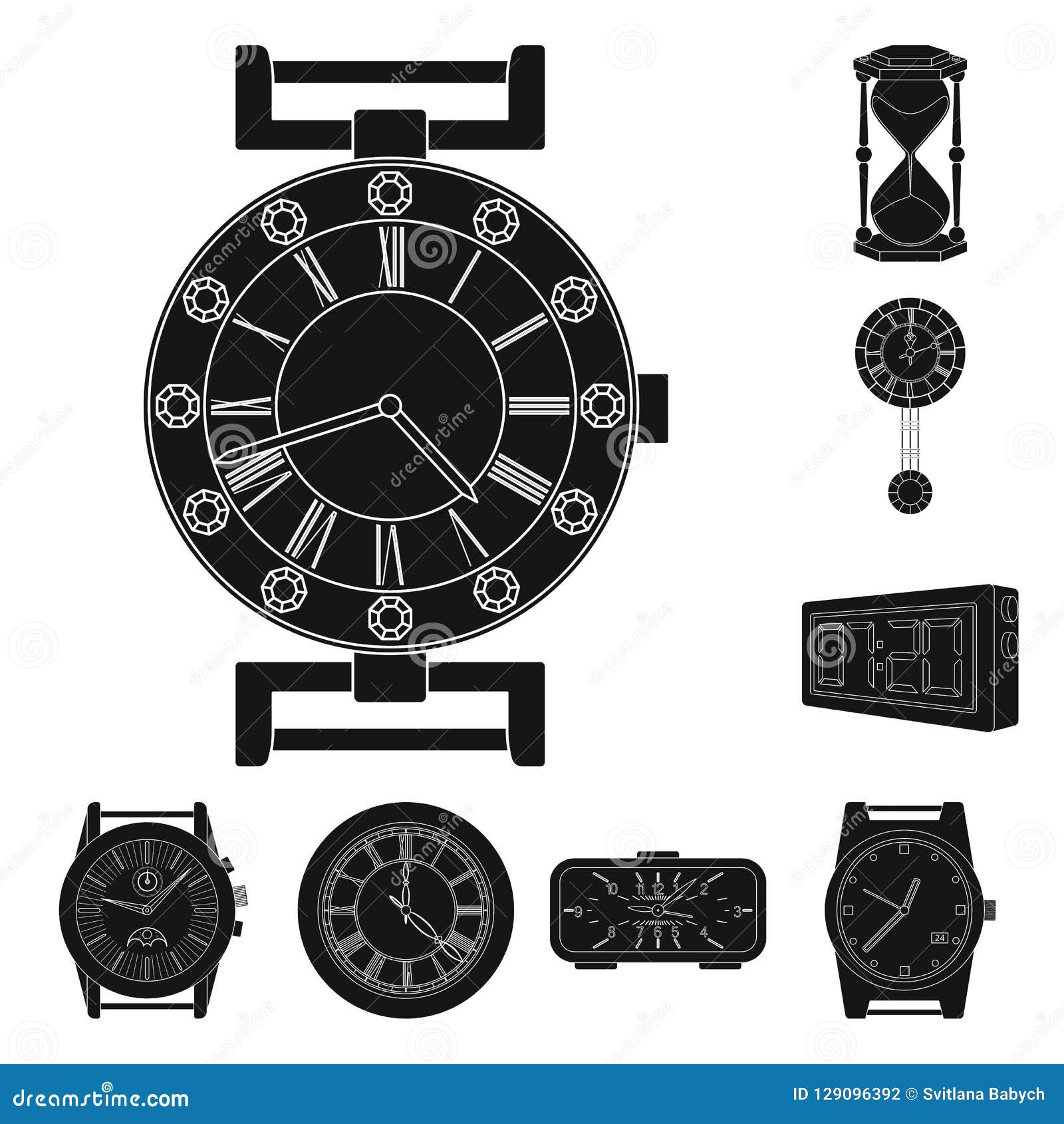 Vector Design of Clock and Time Sign. Set of Clock and Circle Stock ...