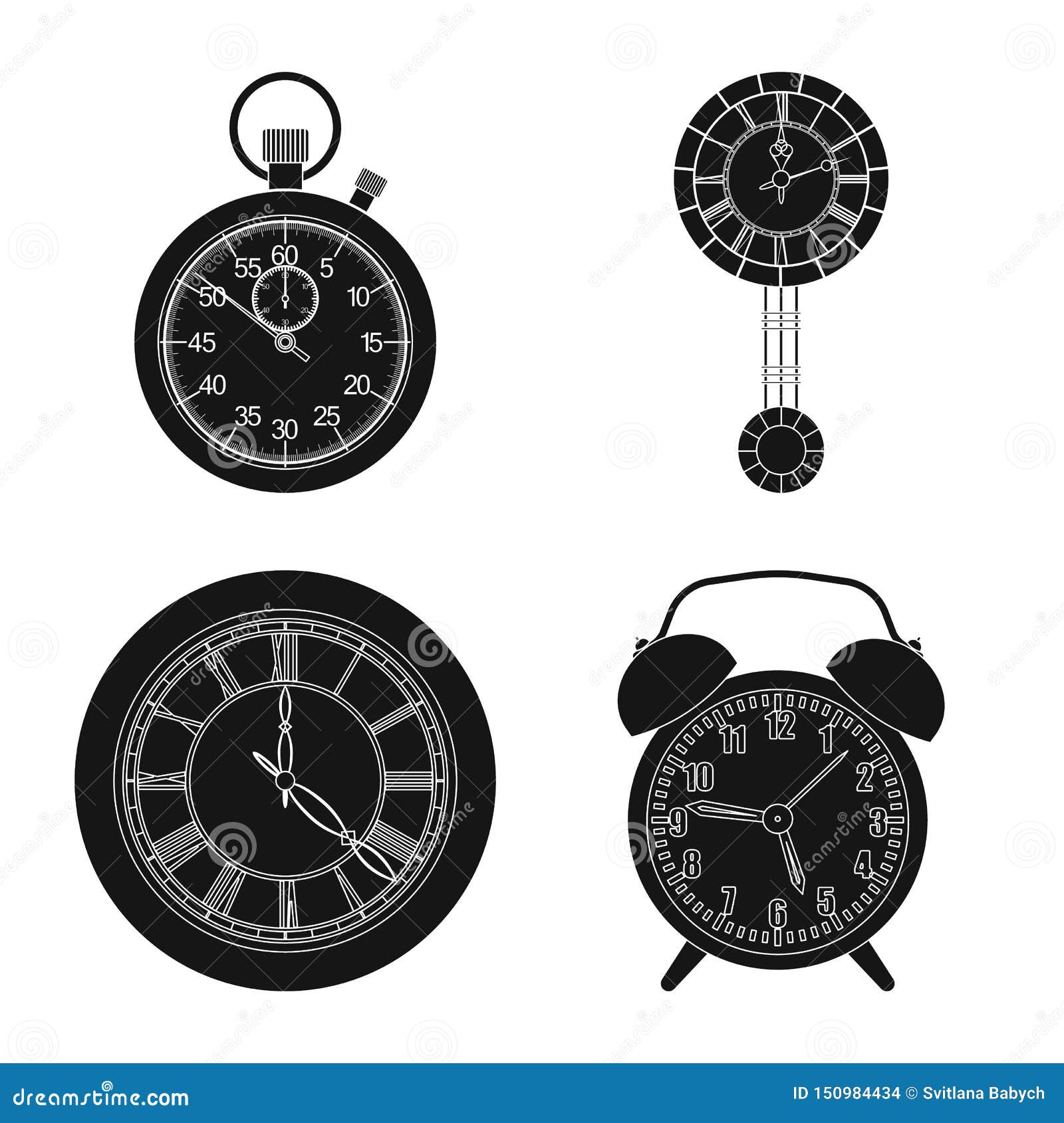 Vector Design of Clock and Time Symbol. Collection of Clock and Circle ...