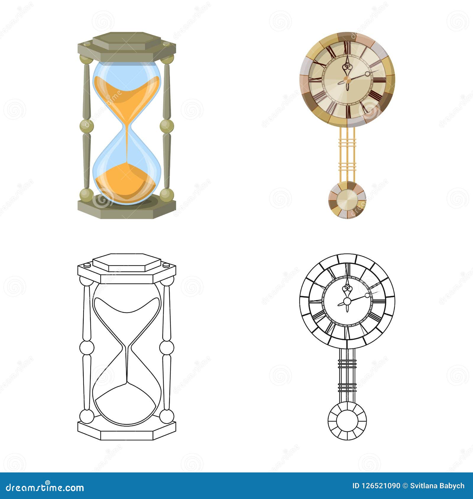 Vector Design of Clock and Time Icon. Collection of Clock and Circle ...