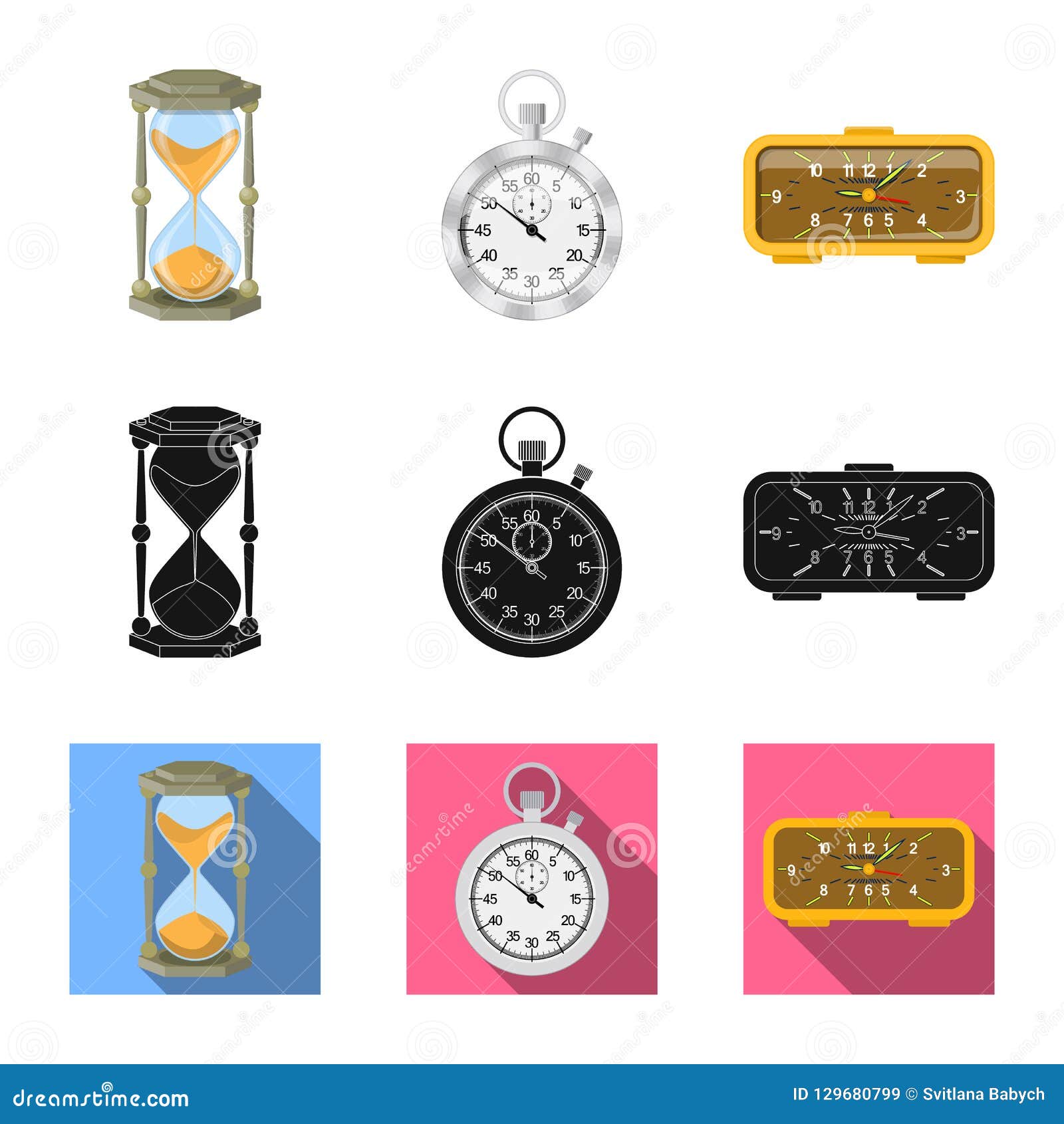 Vector Illustration of Clock and Time Symbol. Set of Clock and Circle ...