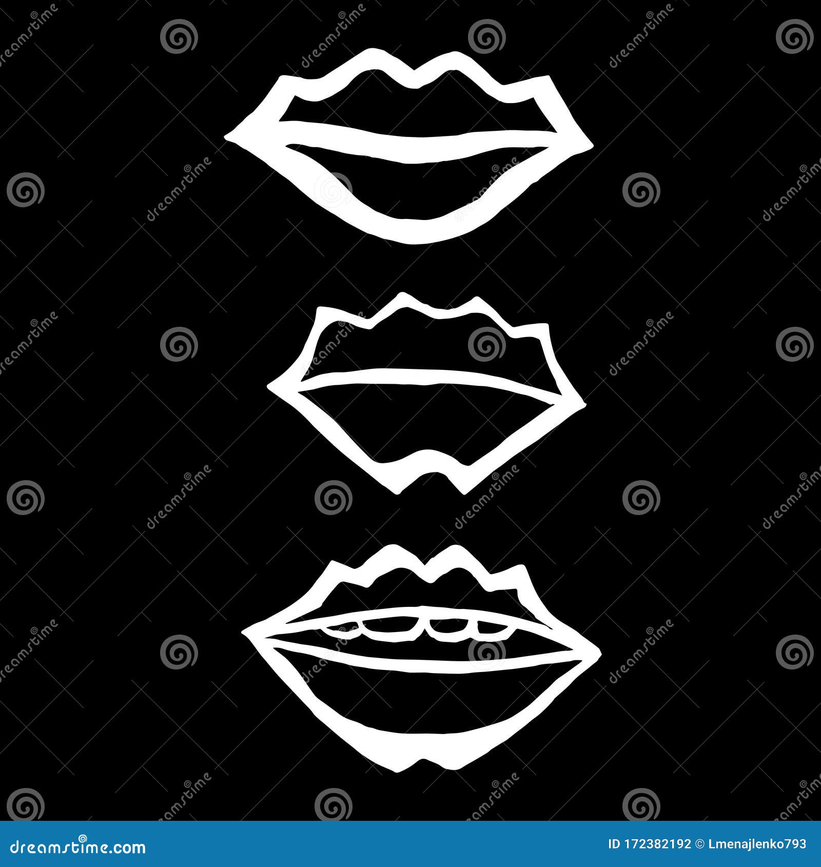 Vector Illustration. Close-up of Abstract Devil / Octopus Lips on Black ...