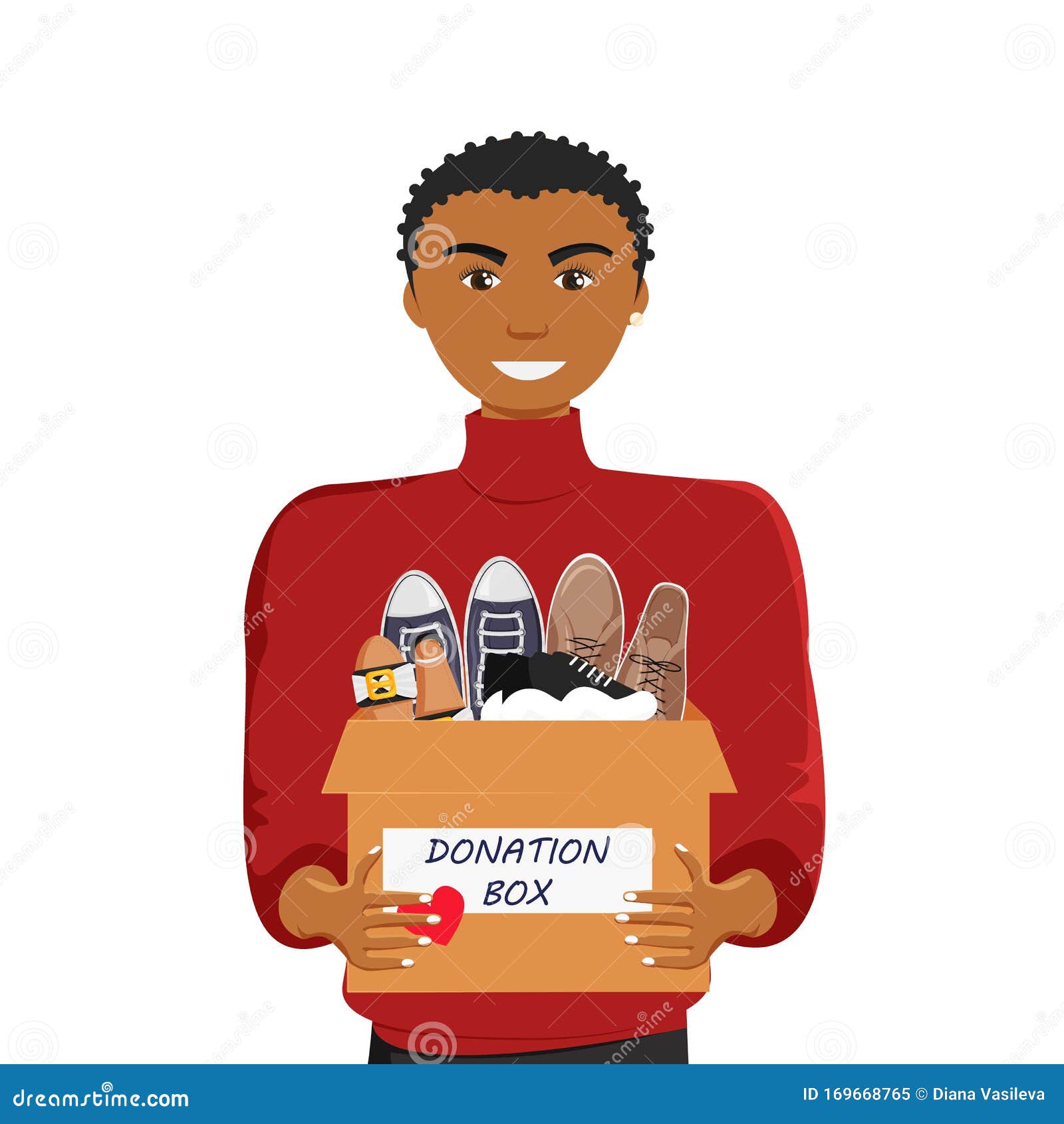 Vector Illustration Of Clothes Donation With Man Stock Vector
