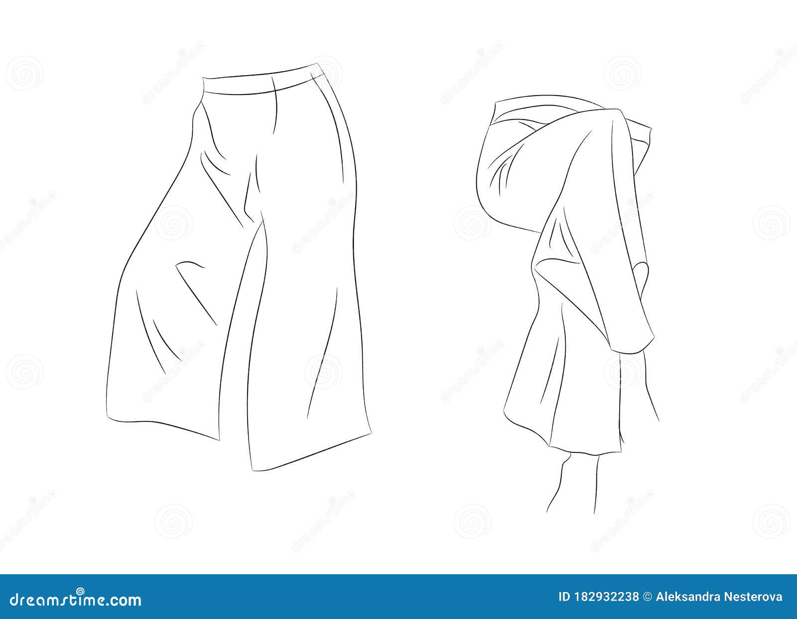 Vector Illustration of Clothes, Line Drawing, Vector Stock Vector ...