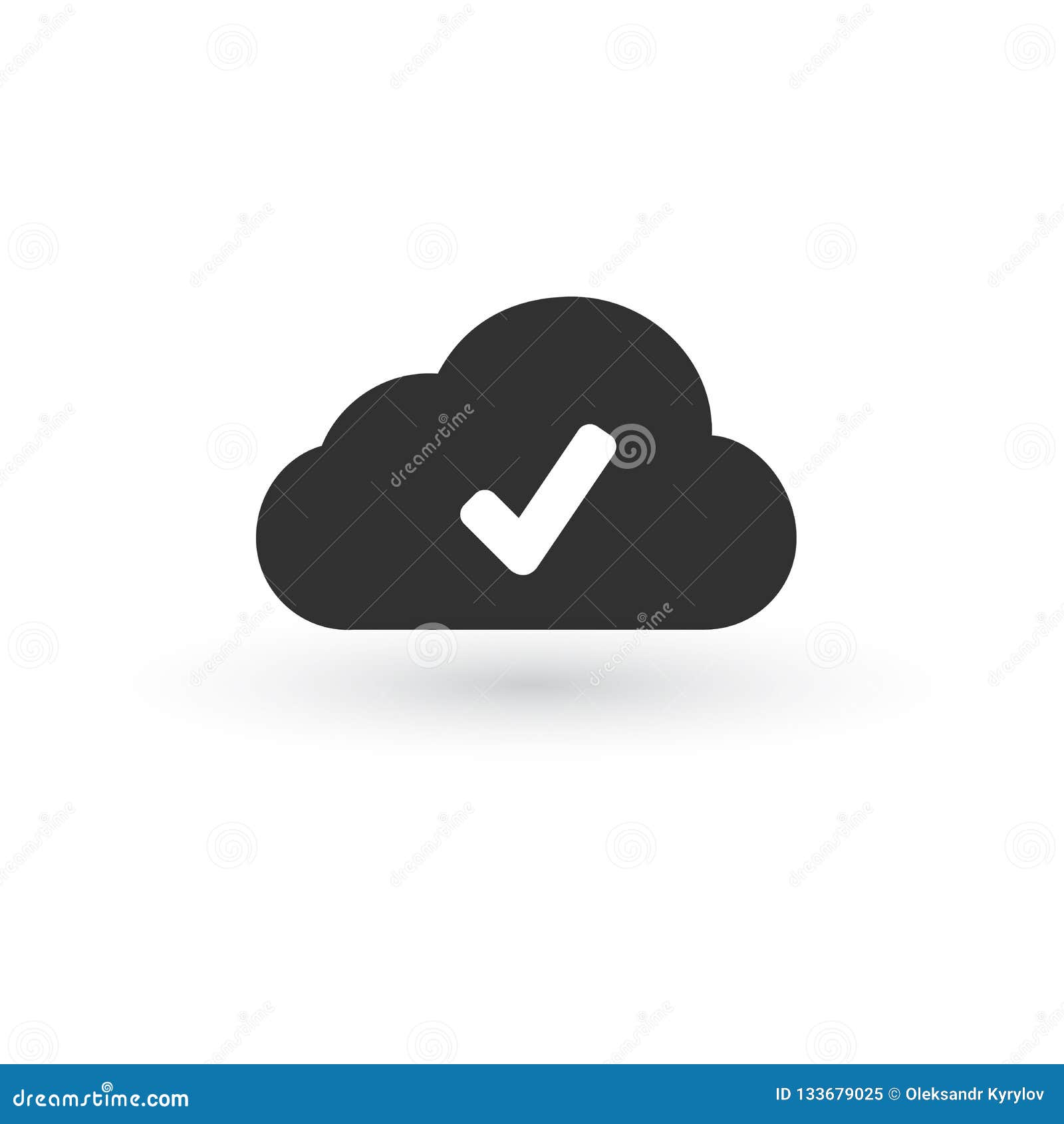 Vector Illustration of Cloud with Checkmark, Vector Illustration ...