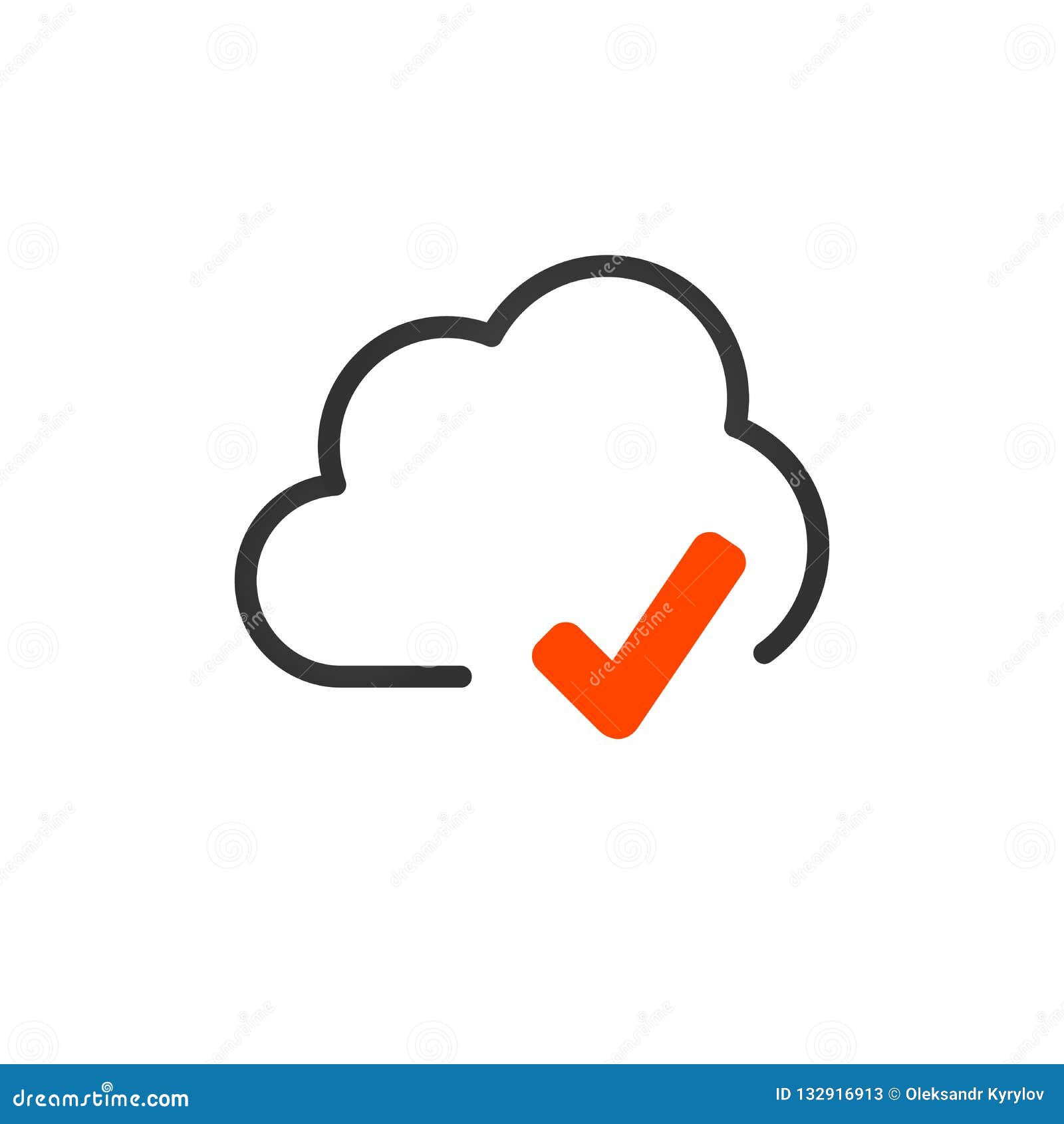 Vector Illustration of Cloud with Checkmark, Vector Illustration ...