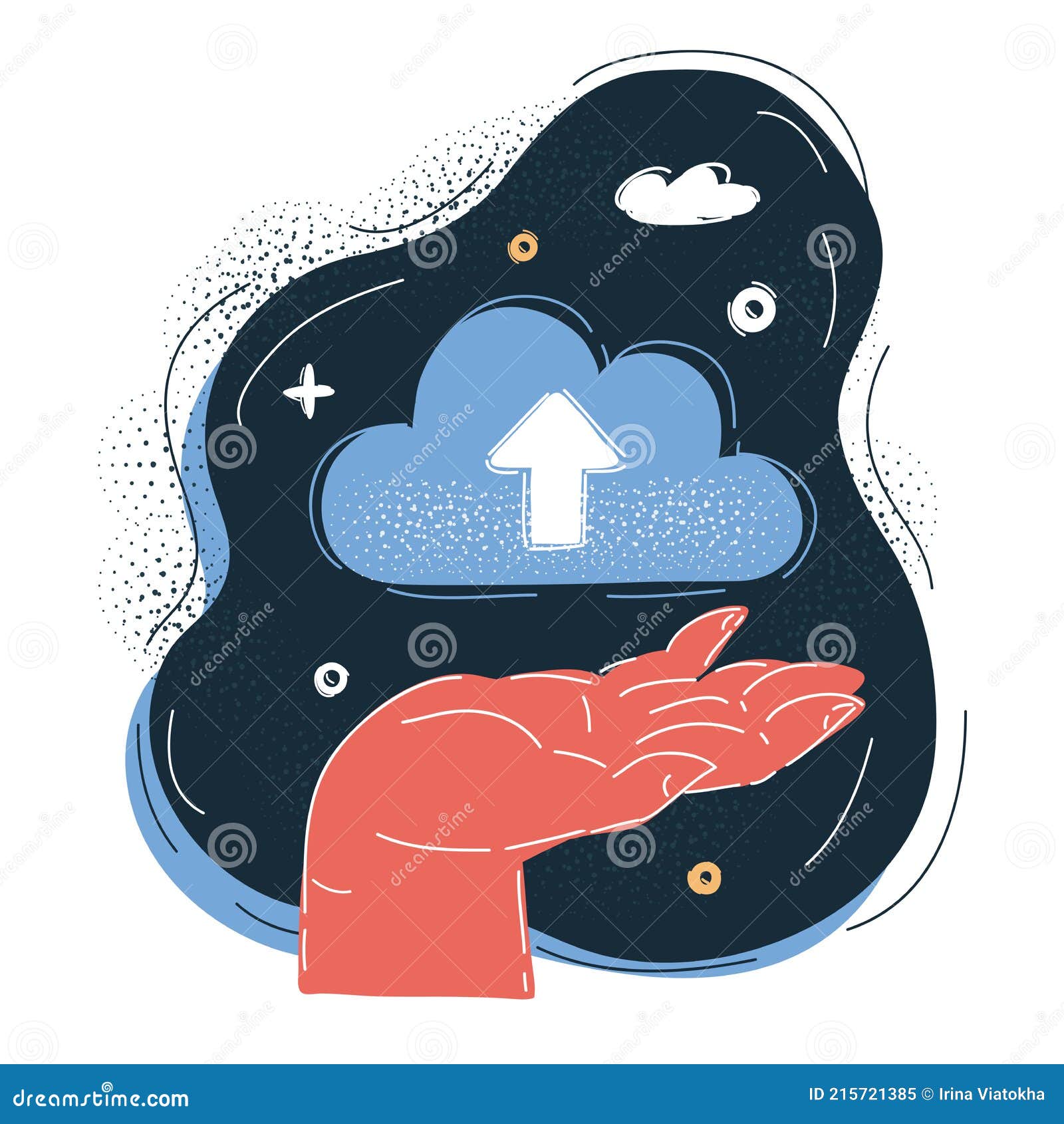 Vector Illustration of Cloud Storage Concept on Dark Backround. Stock ...