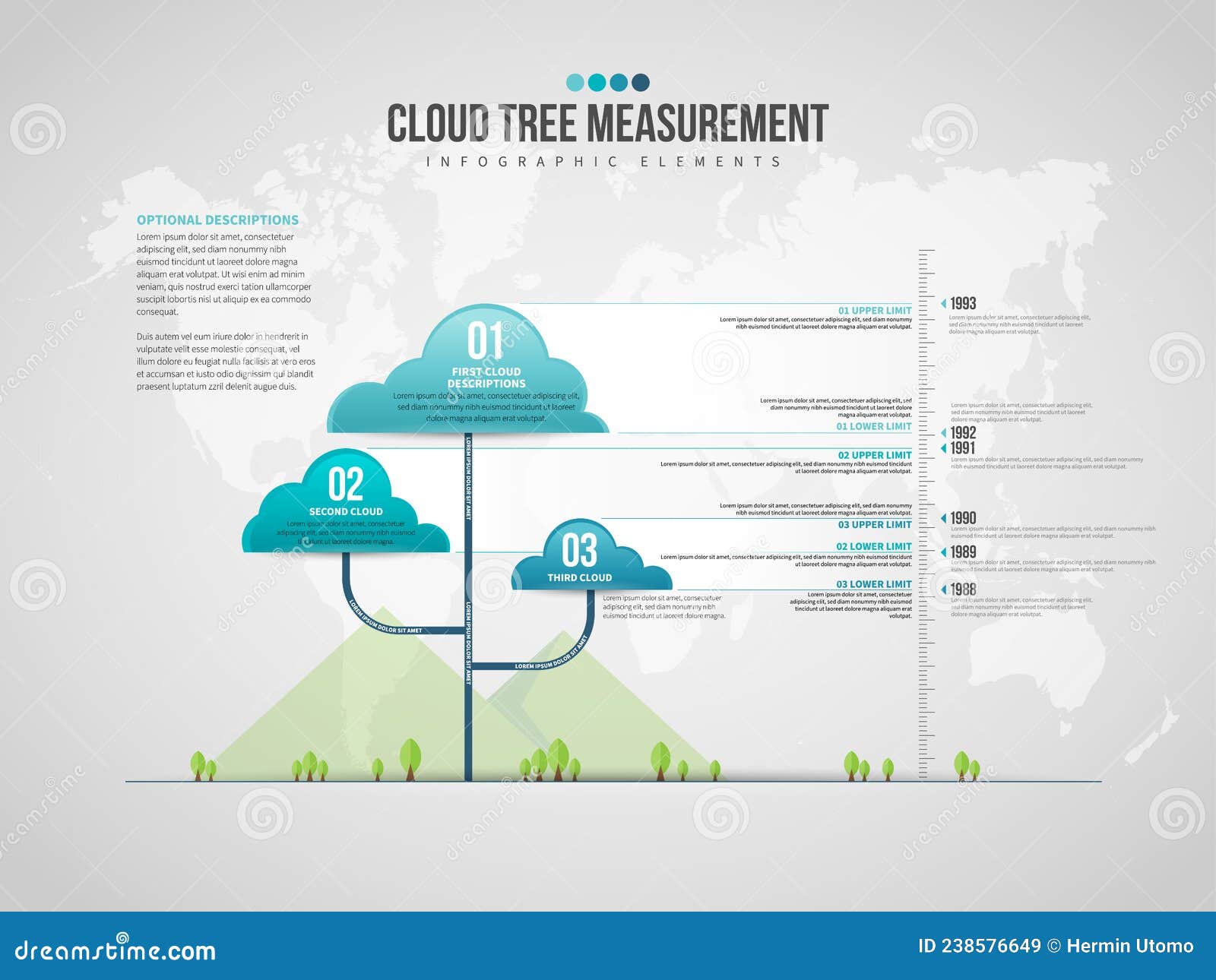 Cloud Tree Measurement Infographic Stock Vector - Illustration of shape ...