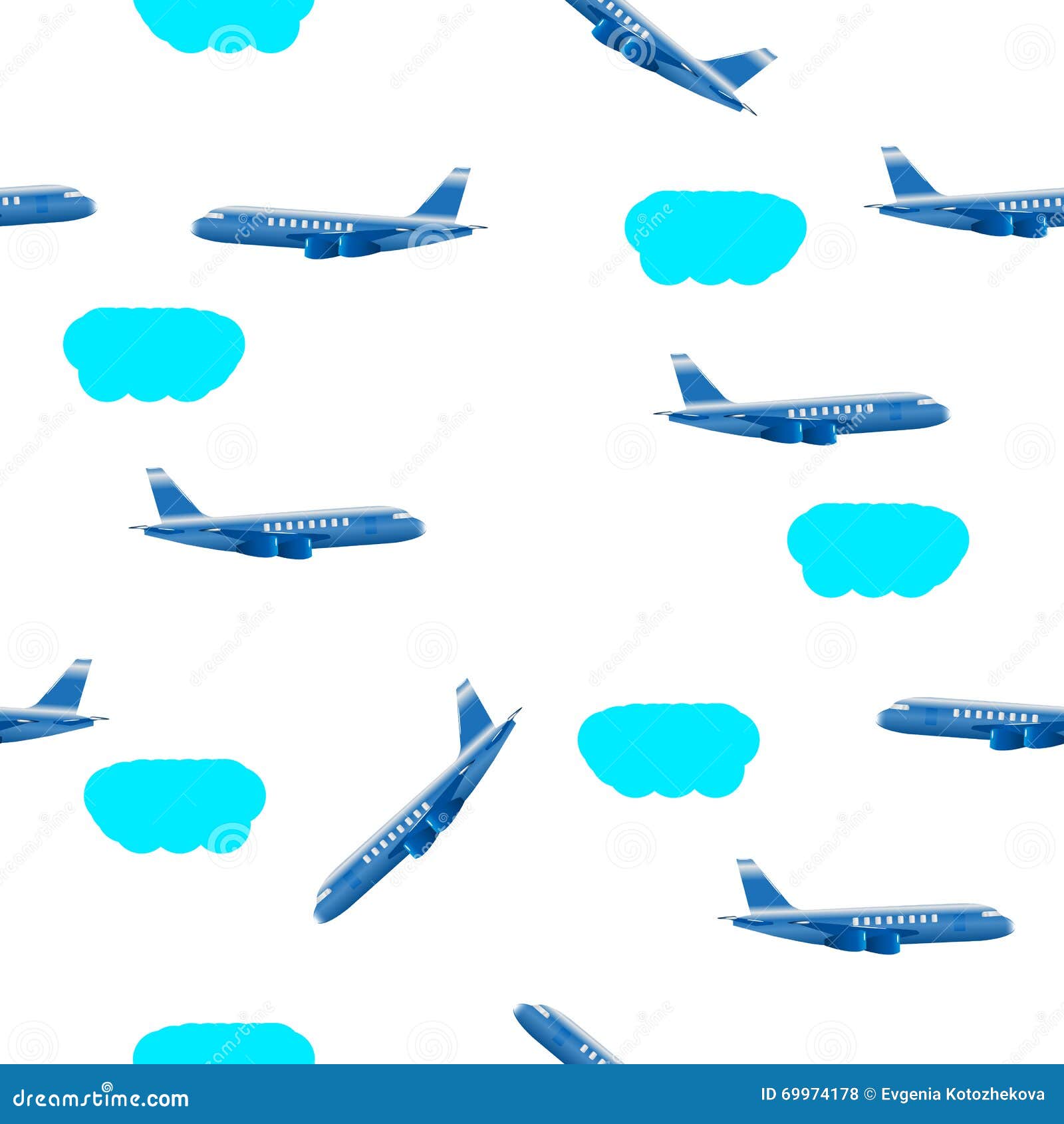 Vector Illustration Clouds Airplane Stock Illustration - Illustration ...