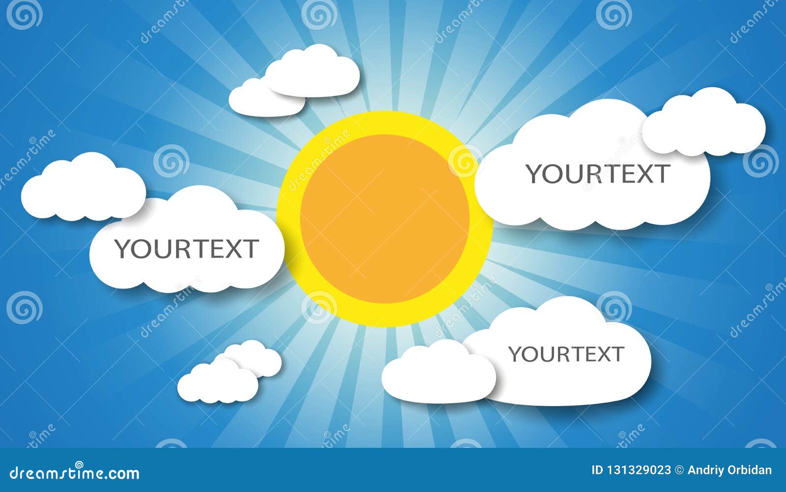 Vector Illustration of Clouds and Sun with Place for Your Text Stock ...