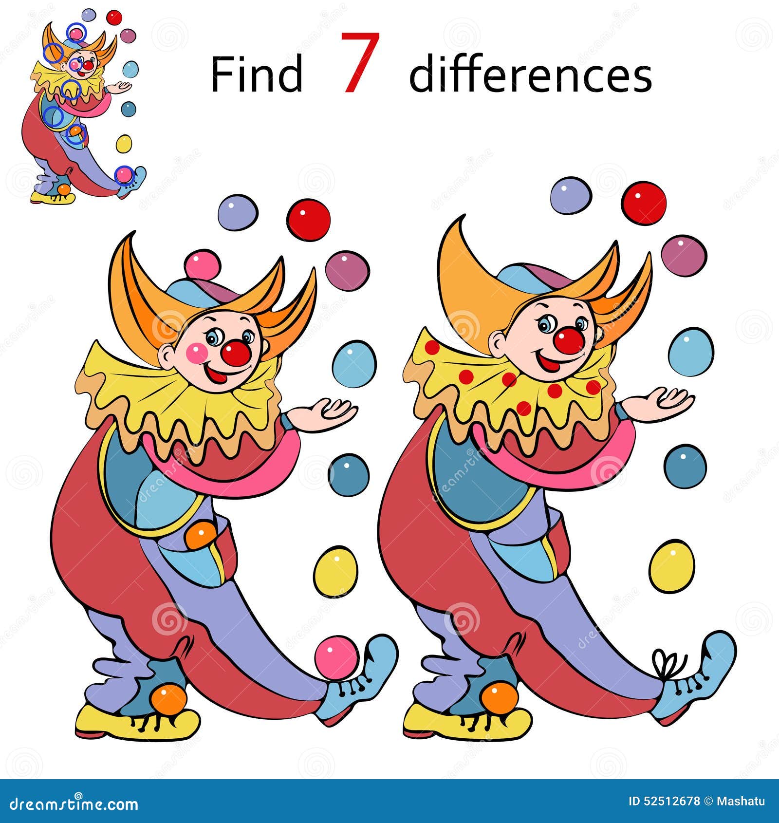 Vector Illustration, Clowns Find The Differences | CartoonDealer.com ...