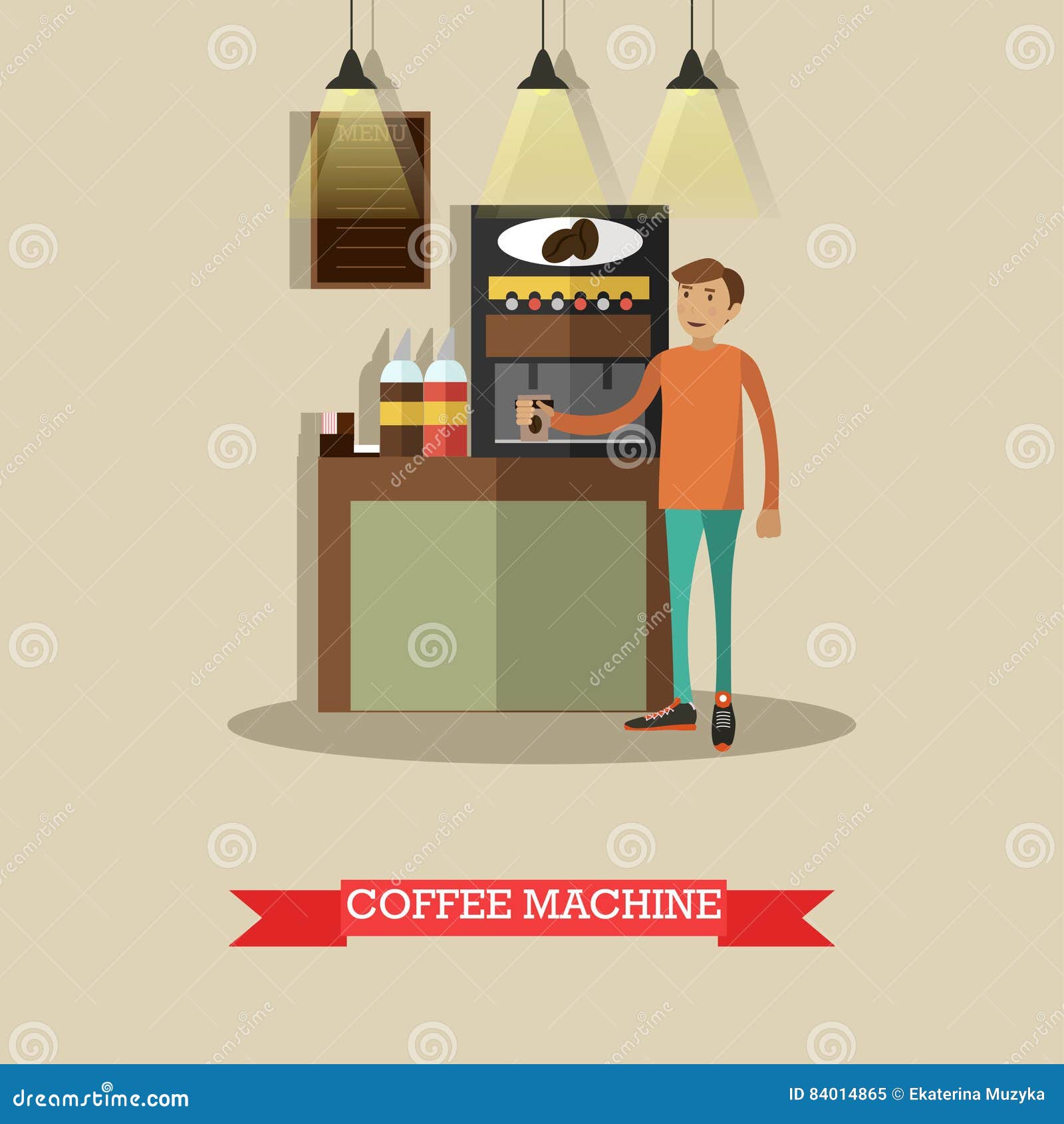 Vector Illustration of Coffee Machine in Flat Style Stock Vector ...