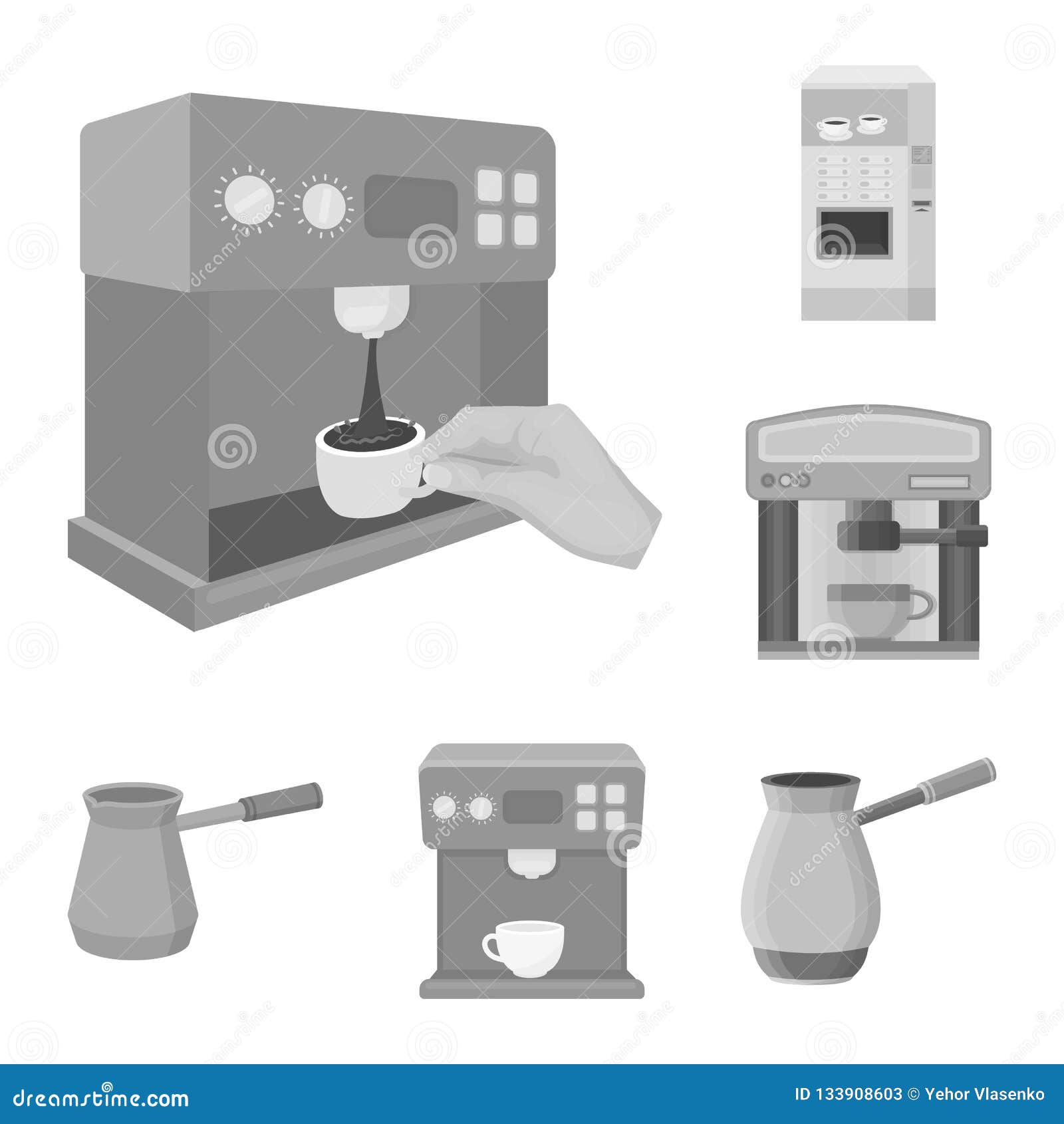 Vector Design of Coffee and Machine Sign. Collection of Coffee and ...