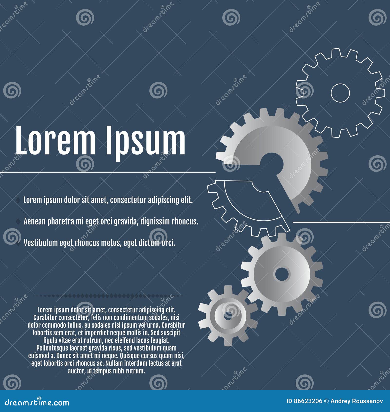 Vector Illustration of Cogwheel on the Blue Background. Illustra Stock ...