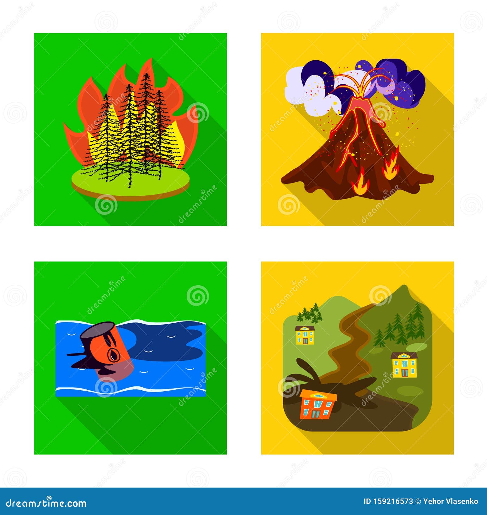 Vector Illustration of Collapse and Environment Icon. Collection of ...