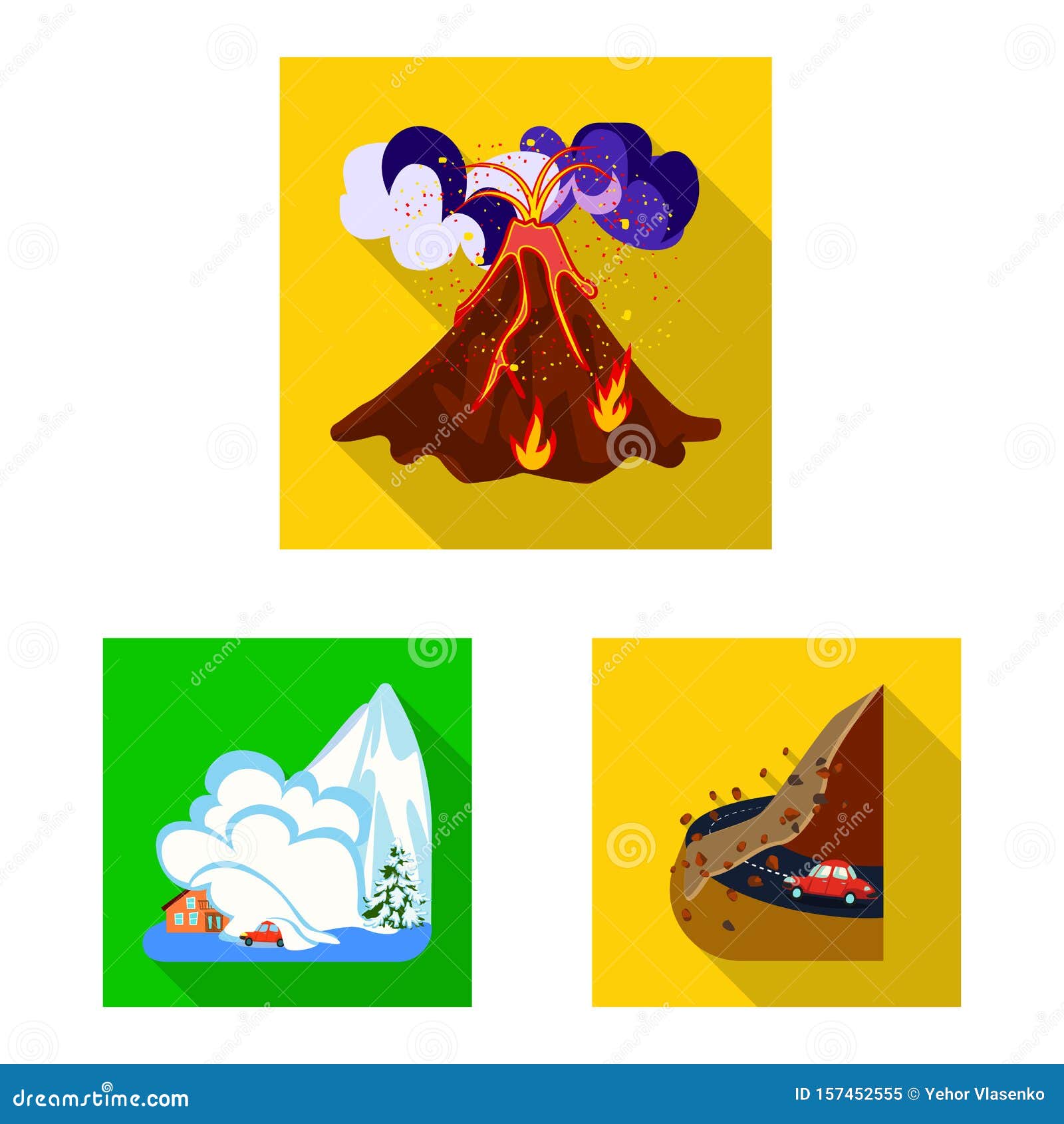 Vector Design of Collapse and Environment Symbol. Collection of ...