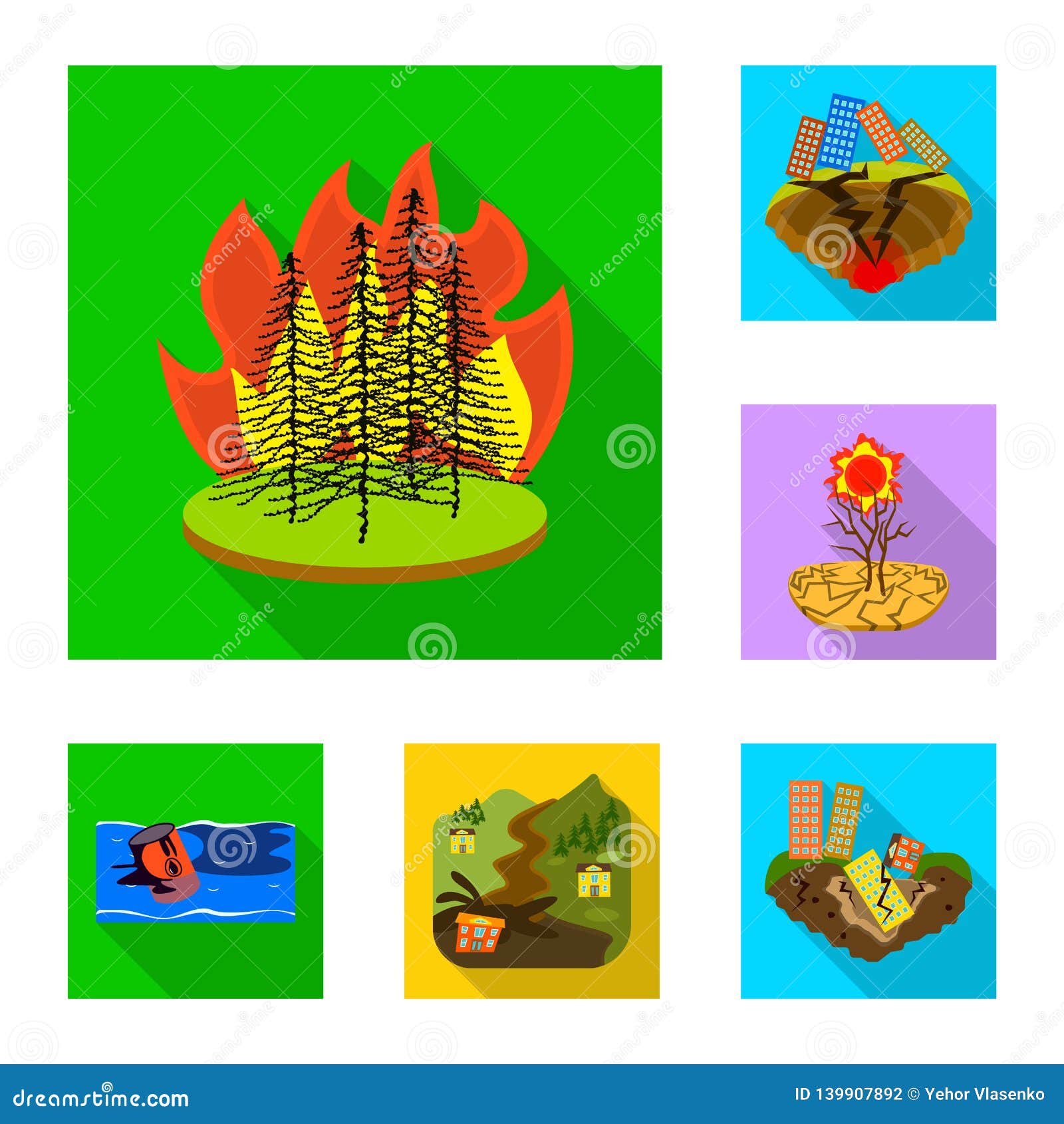 Vector Design of Collapse and Environment Symbol. Collection of ...