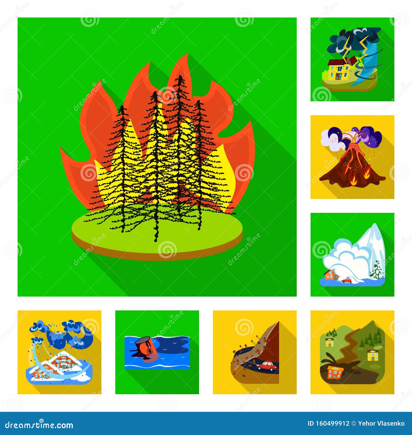 Vector Illustration of Collapse and Environment Symbol. Set of Collapse ...